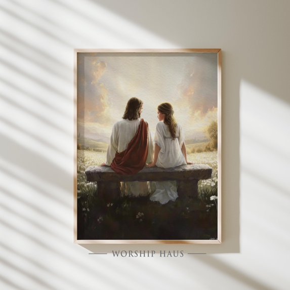 His Loving Embrace Christian Art Jesus Comforting Scene Faith Poster ...
