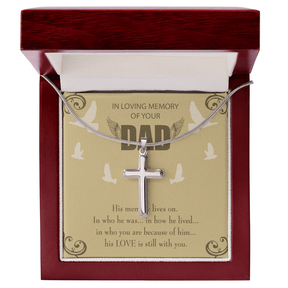 His Memory Lives On Dad Memorial Dad Memorial Cross Necklace Sympathy ...