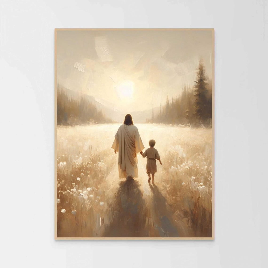 His Path Jesus With Children Christian Art, Unframed Canvas Size 12x18 ...