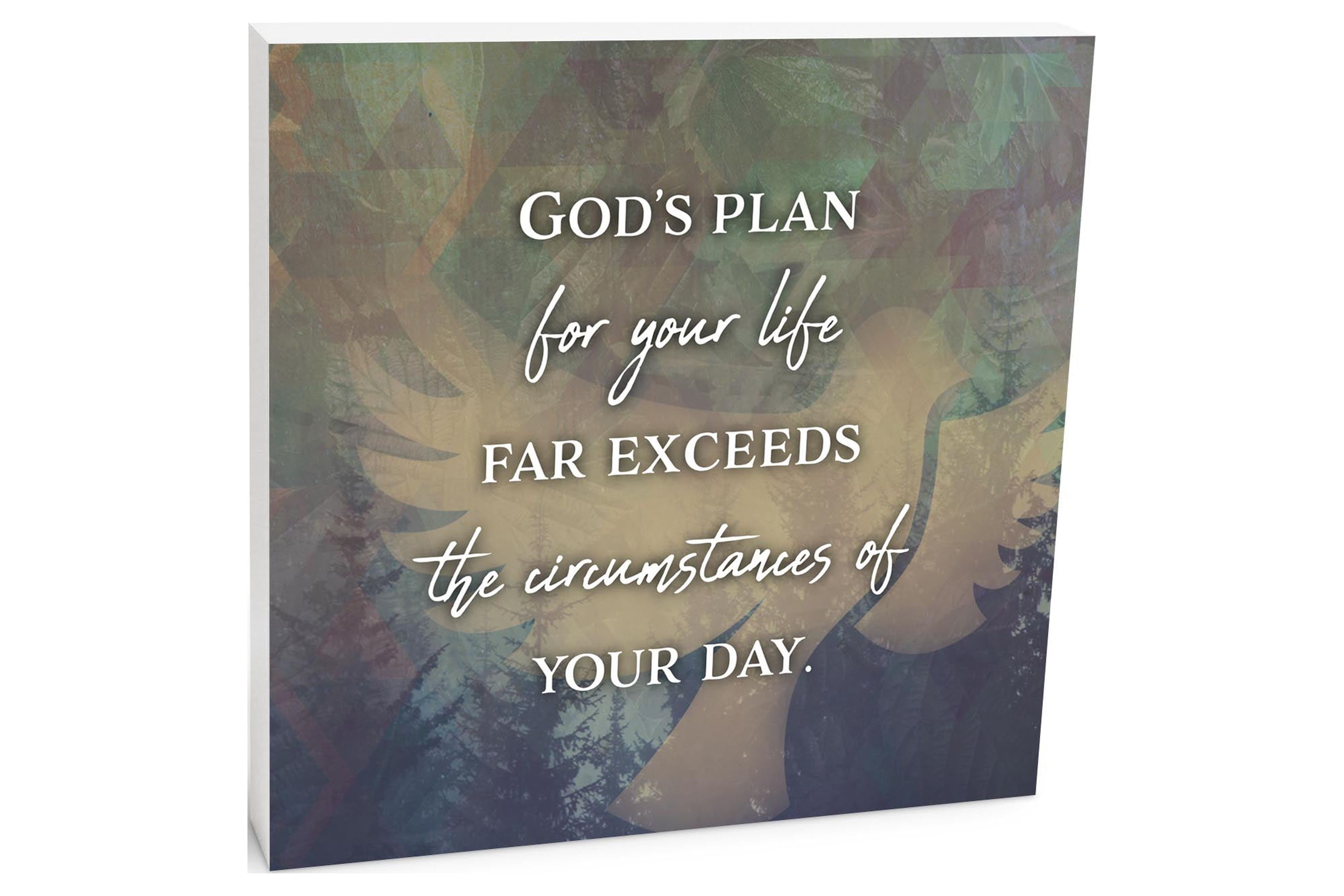 His Plan Far Exceeds Green Geometric Dove 10 x 10 Wood Tabletop Sign ...