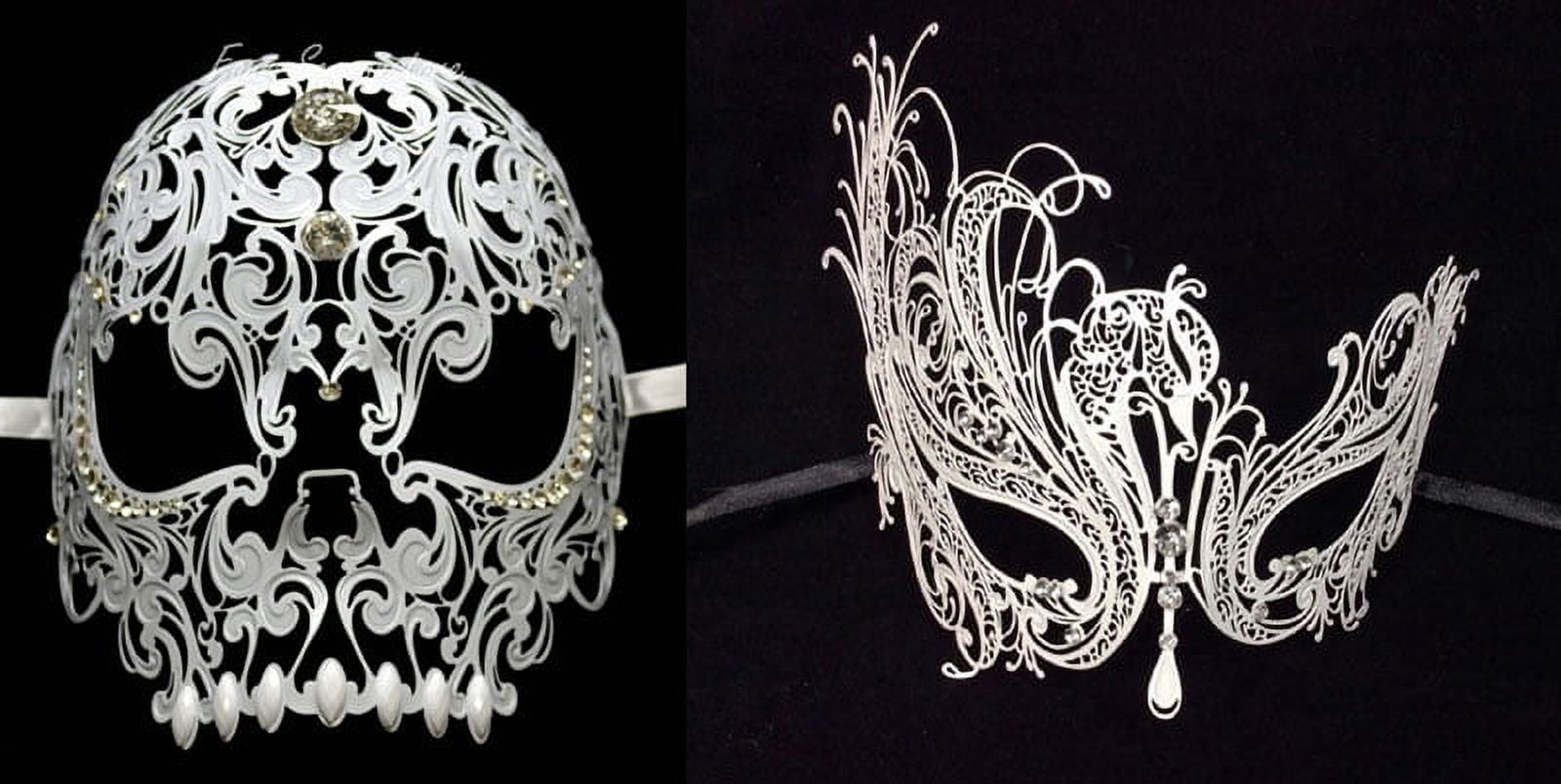 His and Her Masquerade Masks - Skull Men and Laser Cut Women Masks ...