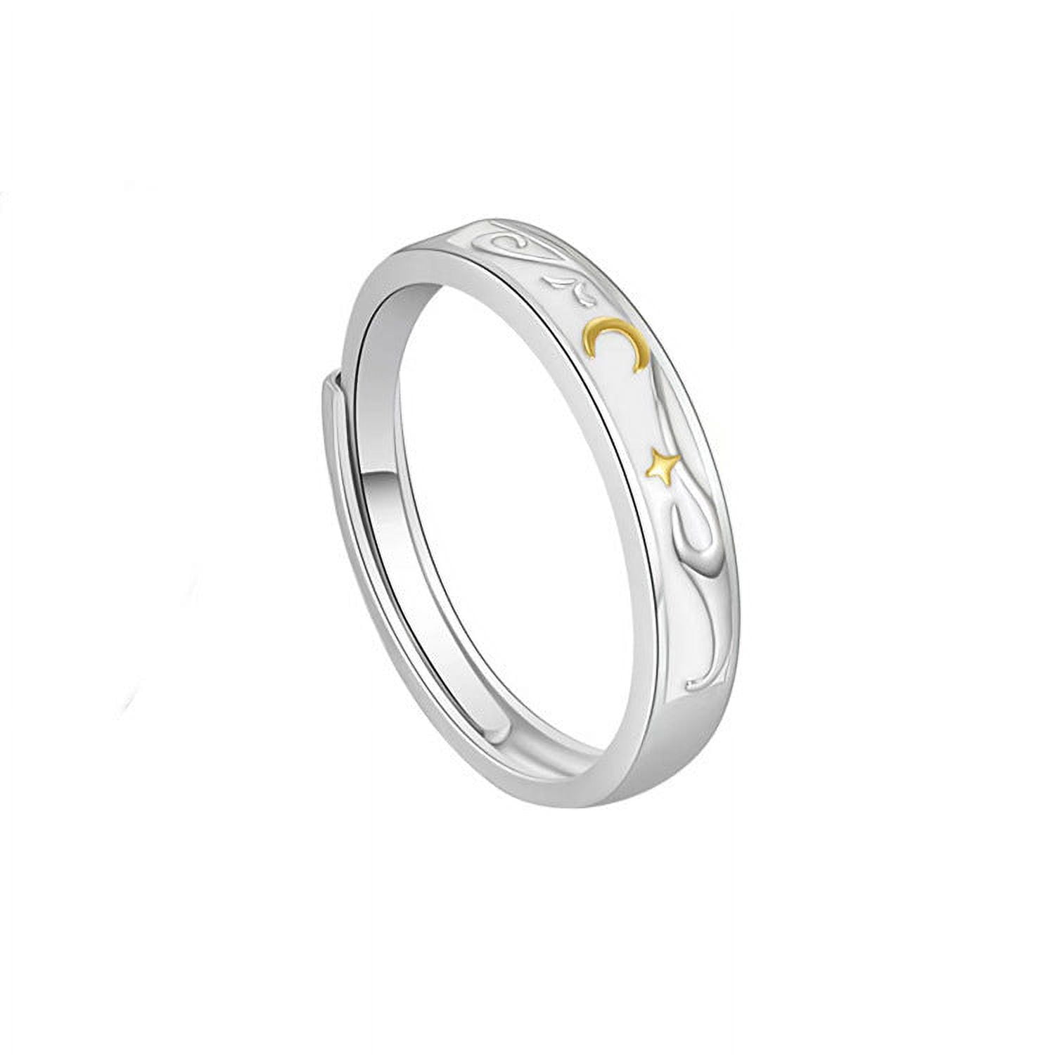 His and Hers Matching Couple Rings Adjustable Star Shaped Silver Plated ...