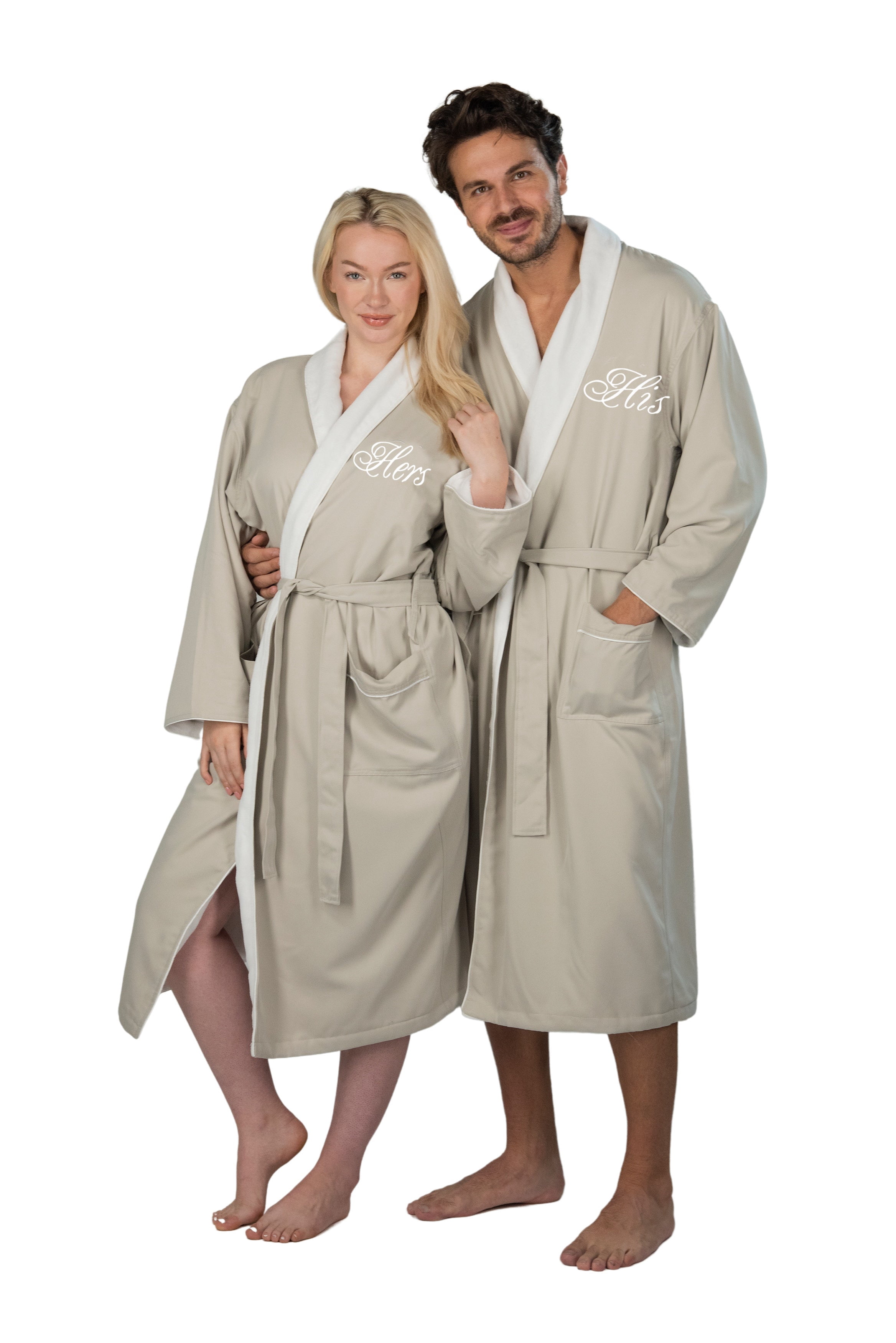 His and Hers Matching Robes | Set of Two Gabardine Robes with His ...