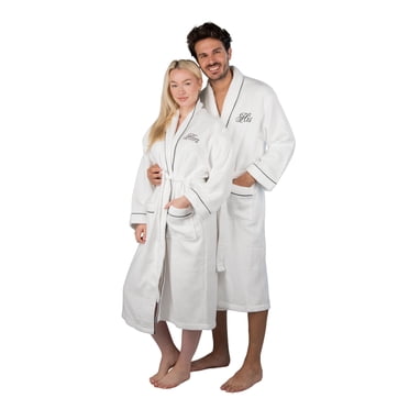 Kaufman Embroidered White Shawl Collar Robe His/Hers -Mr/Mrs -Mom/Dad ...