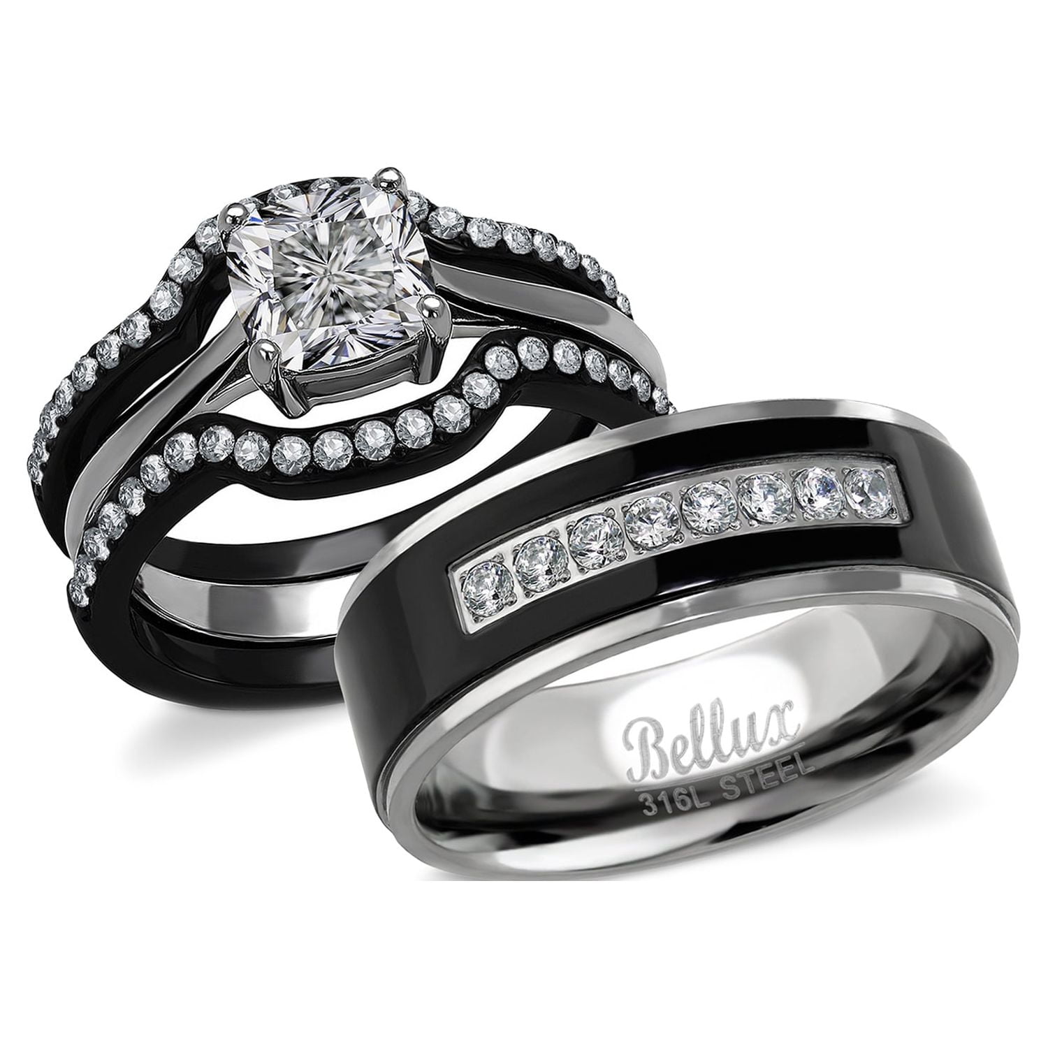 Black stainless steel wedding rings store