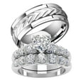 His And Hers Wedding Ring Sets Couples Rings Sterling Silver White Cz