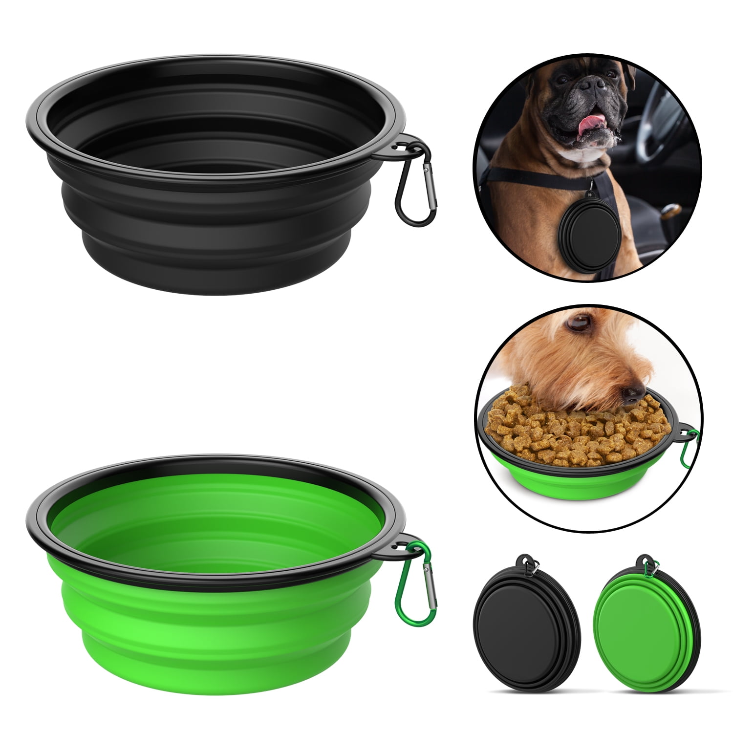 Hisdou Folding Bowl set,[2 Pack] Large Collapsible Dog Bowls For Travel ...