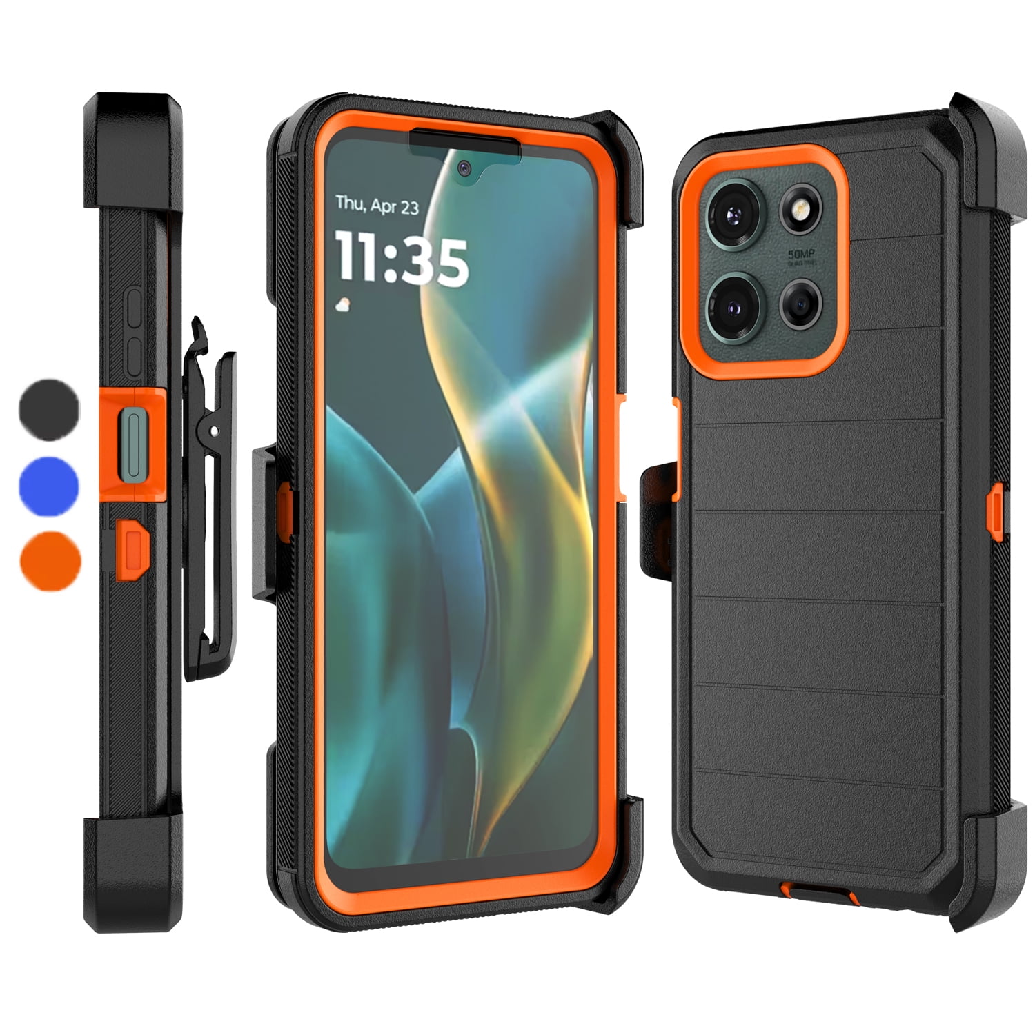 Hisdou For Motorola Moto G 5G 2025 Holster Case,[3 in 1] Heavy Duty Case With Built in Screen ...