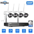 Hiseeu Outdoor Wireless Security Camera System, 4-Pack 3MP with 10CH ...