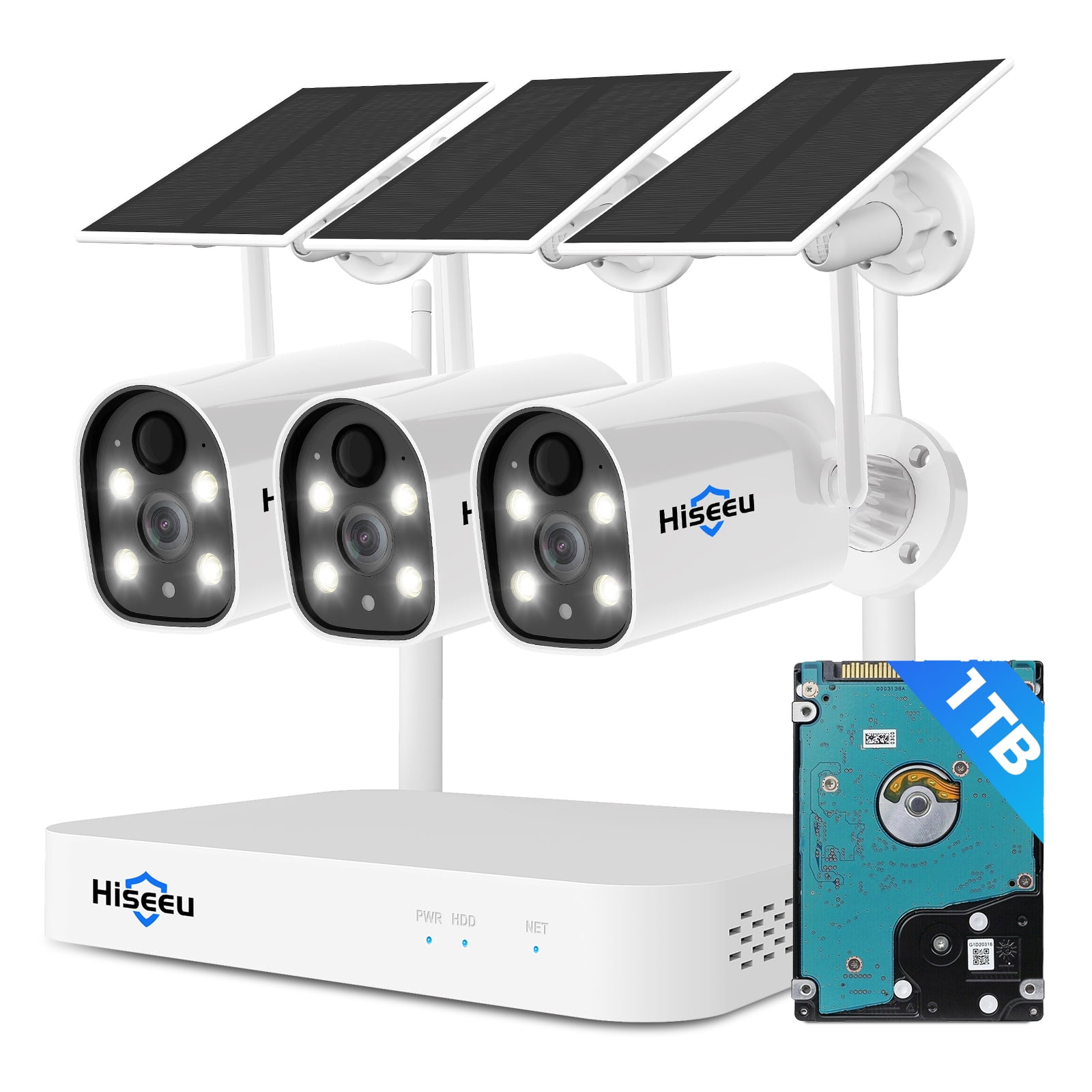 Hiseeu Solar Battery Powered Wireless Security Camera System,100% Wire ...
