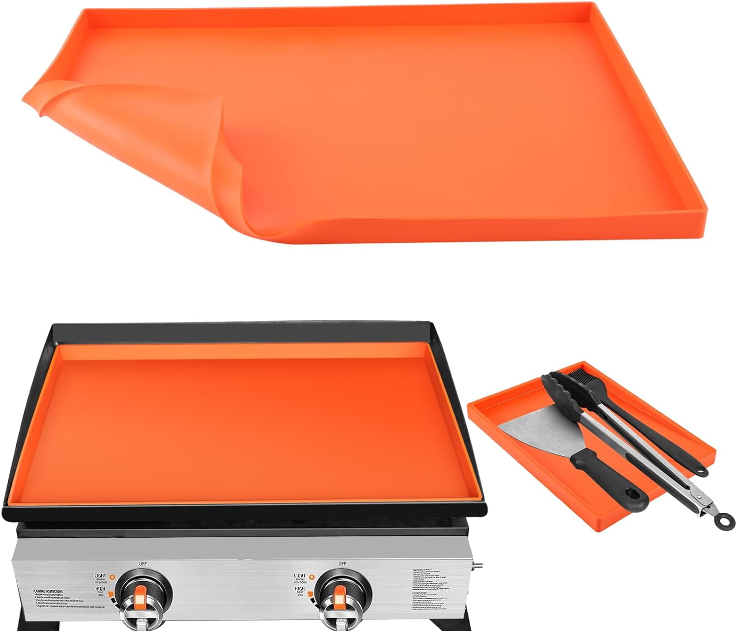 Searglow 22 inch Silicone Griddle Mat & Spatula Mat, Heavy Duty, Food ...