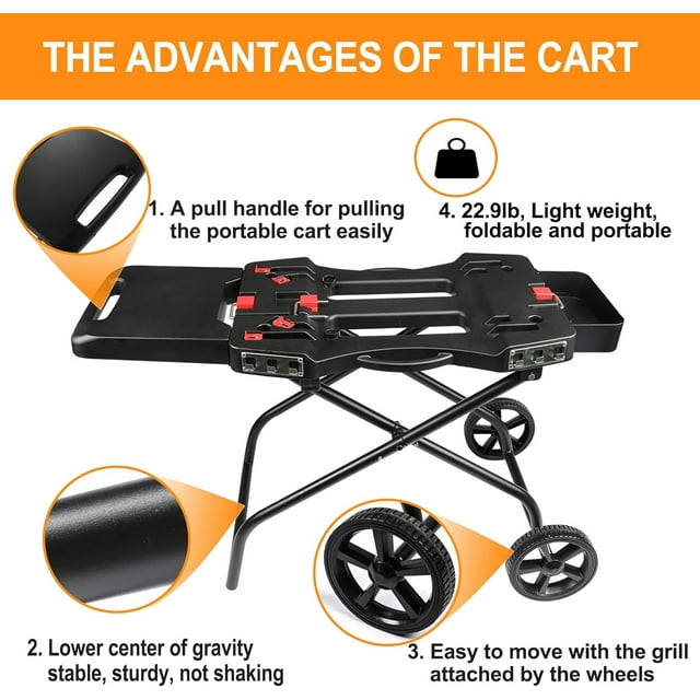 Hisencn Portable Grill Cart for Weber Q1000, Q2000 Series Gas Grills ...