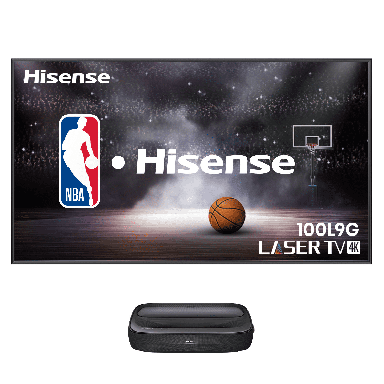 "Hisense 100L9G 100"" Smart Laser TV 4K Projector & Large DLT100B 1.0 Gain ALR Screen for Home ...