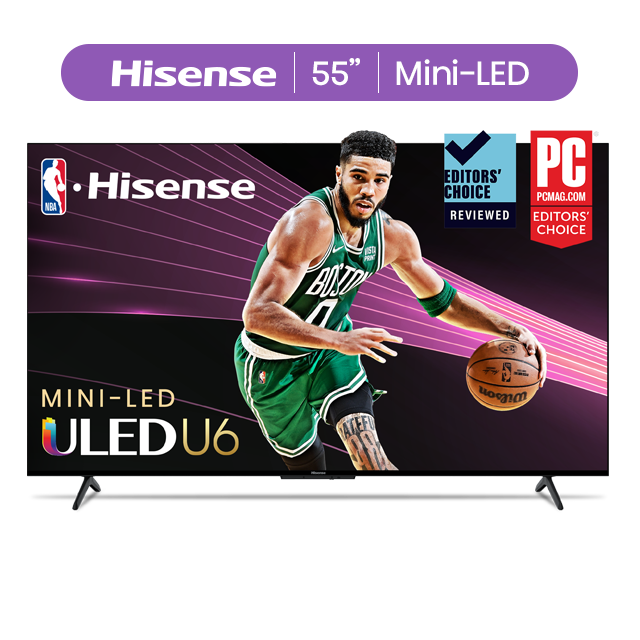 Hisense 55-Inch Class U6 Series Mini-LED QLED Google Smart TV (55U6K) - QLED, 600-Nit, Dolby ...