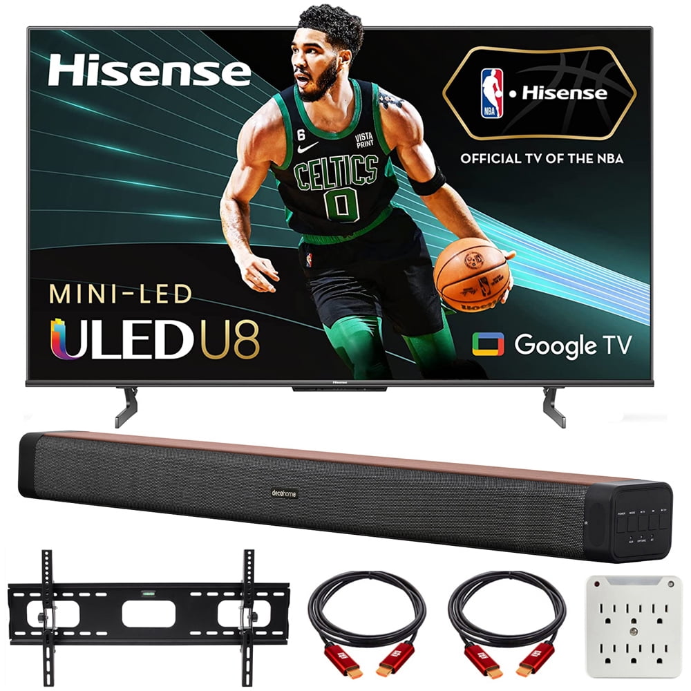 Hisense 65U8H 65" QLED U8H Quantum 4K ULED Mini-LED Google Smart TV Bundle with Deco Gear 60W 2. ...