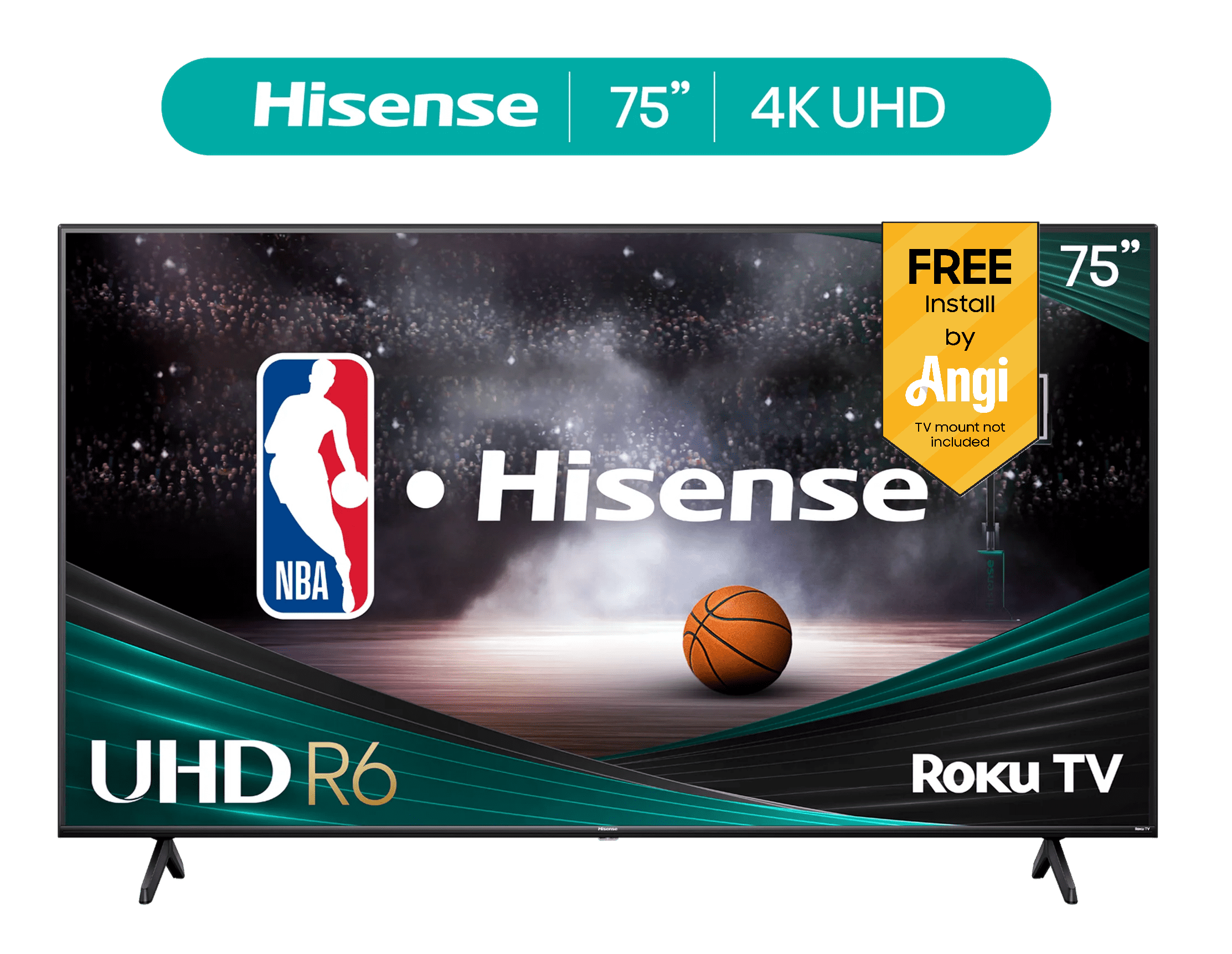 "Hisense 75"" 4K UHD LED Roku Smart TV HDR R6 Series with Motion Rate ...