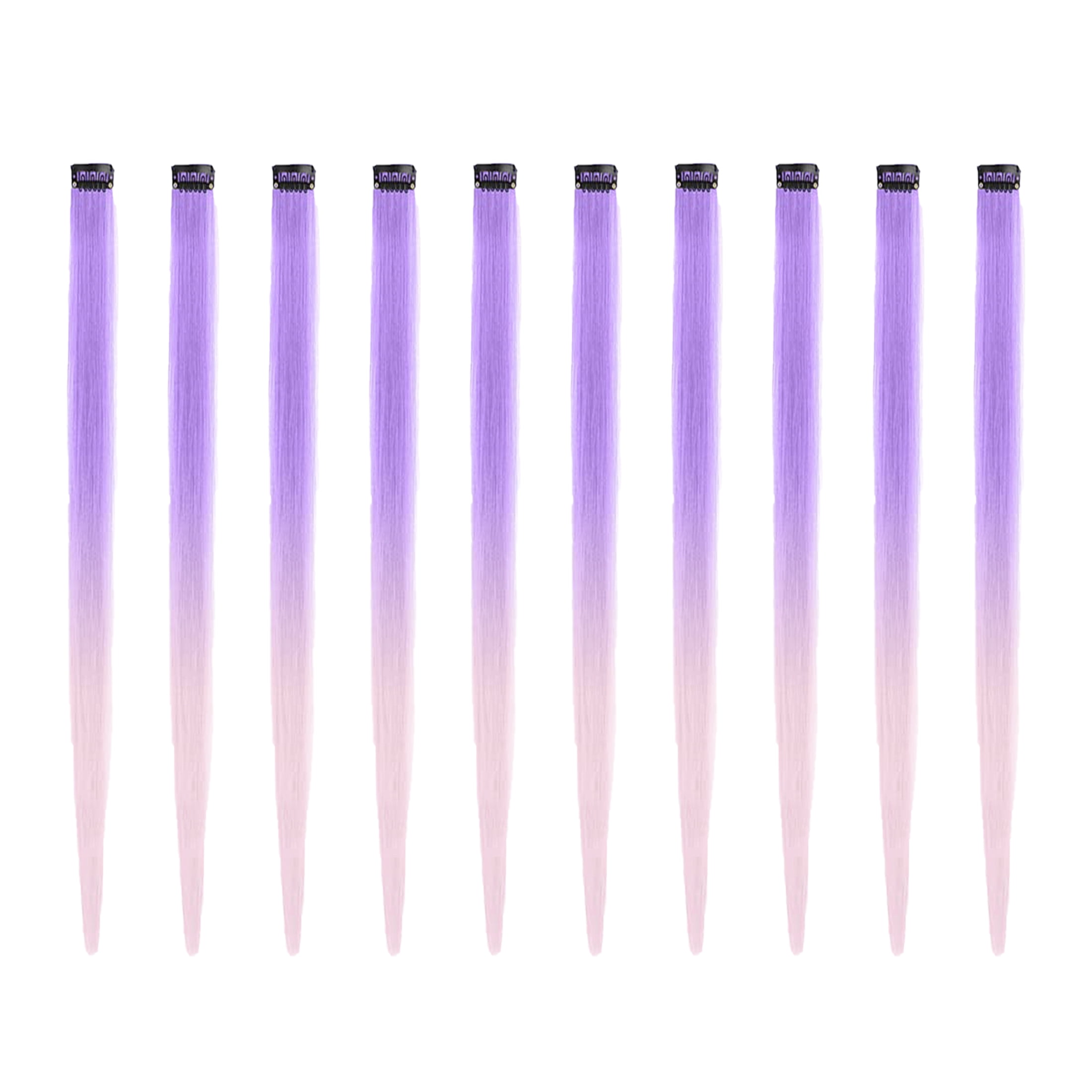 Hisgeru 10 Pcs Light Purple-Pink Hair Extensions 22 inch Party ...