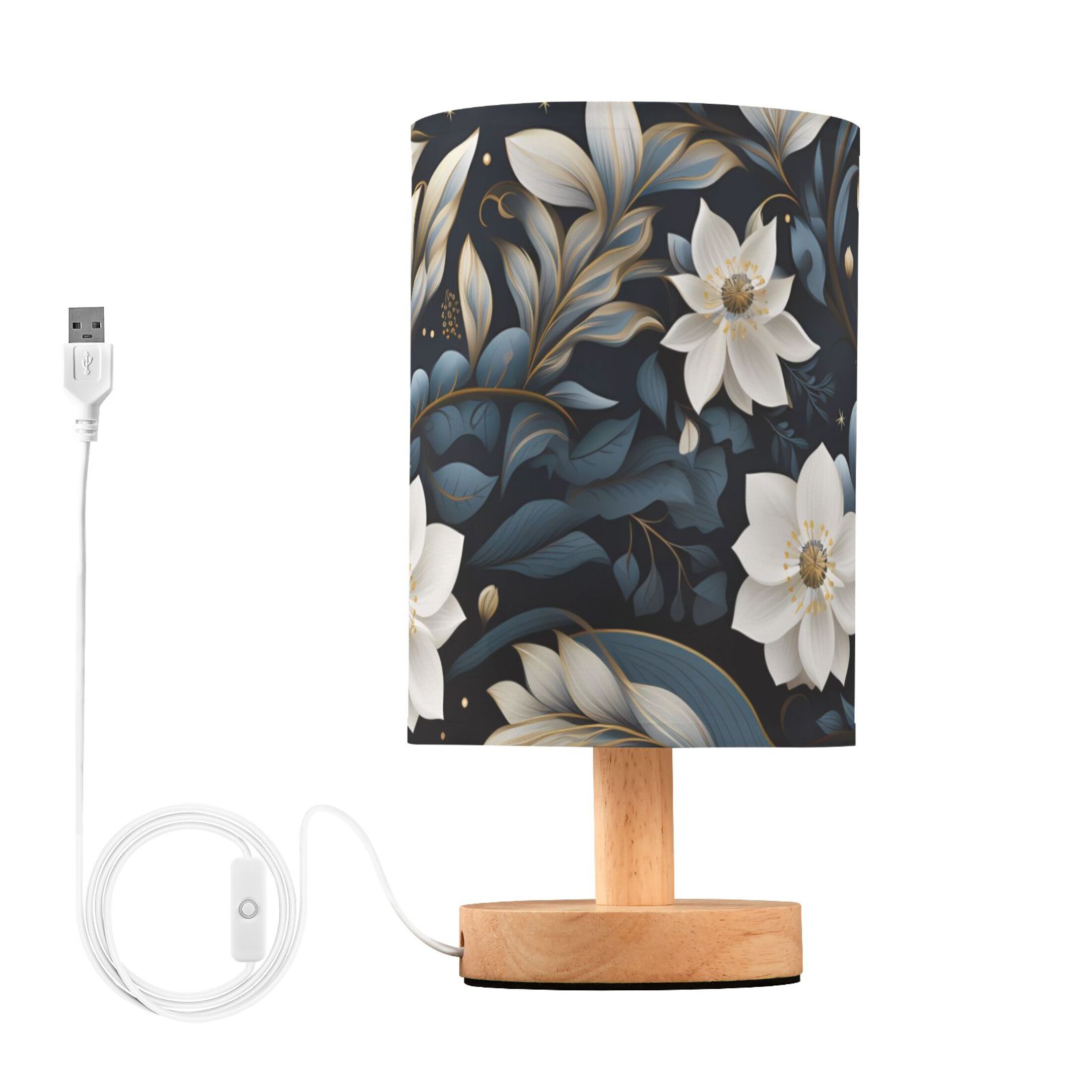 Hisicus Flowers Bedside Table Lamp LED Warm Lights with USB Charging ...
