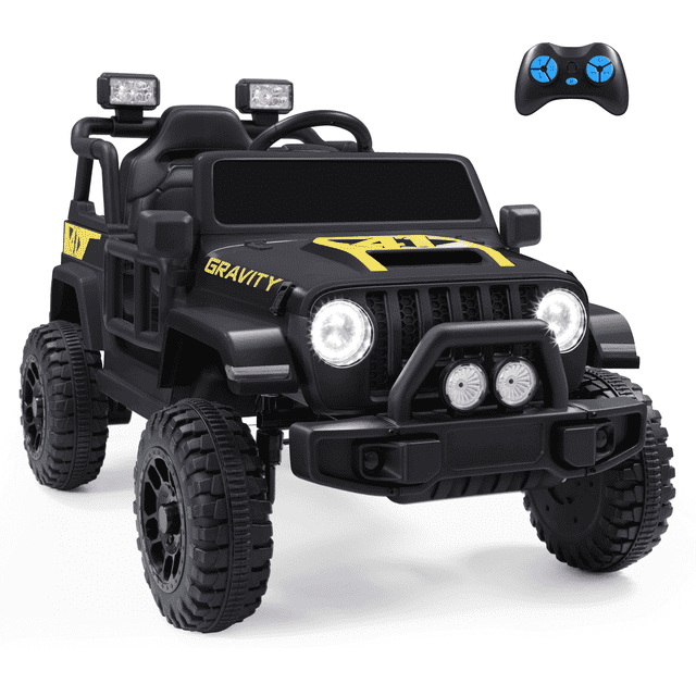 Hisoft 12V Ride on Jeep Car, Parent Remote, Large Seat w/Harness, Music Player, 2x25W 3.1MPH Max ...
