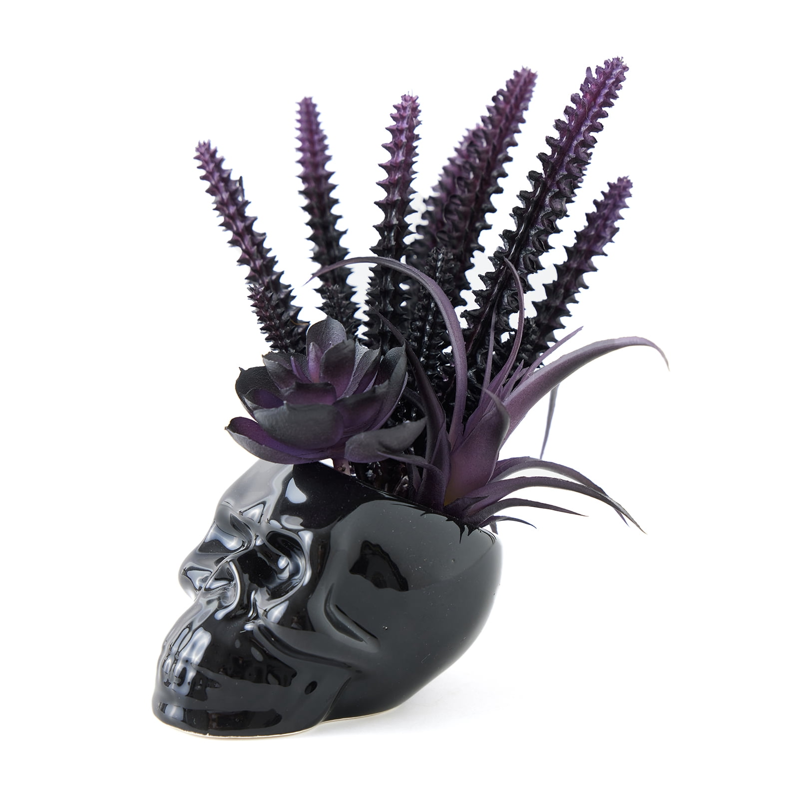 Hisow Halloween Faux Skull Planter, Tiny Artificial Succulents Plants ...