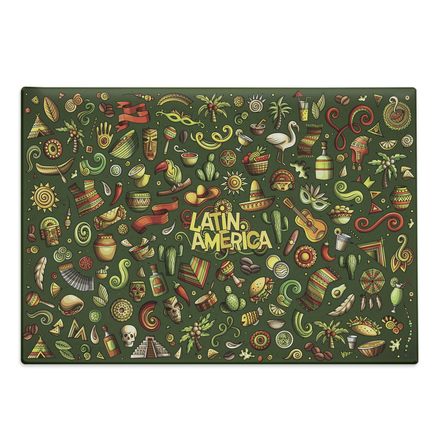 Hispanic Cutting Board, Latin America Lettering Doodle with Minimal ...