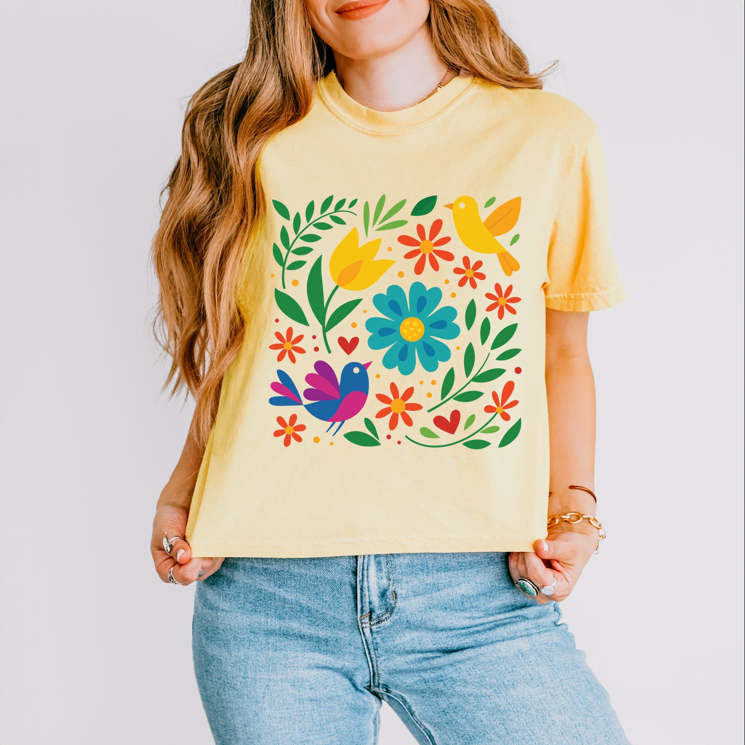 Hispanic Florals - Boxy Crop Top - Walmart.com