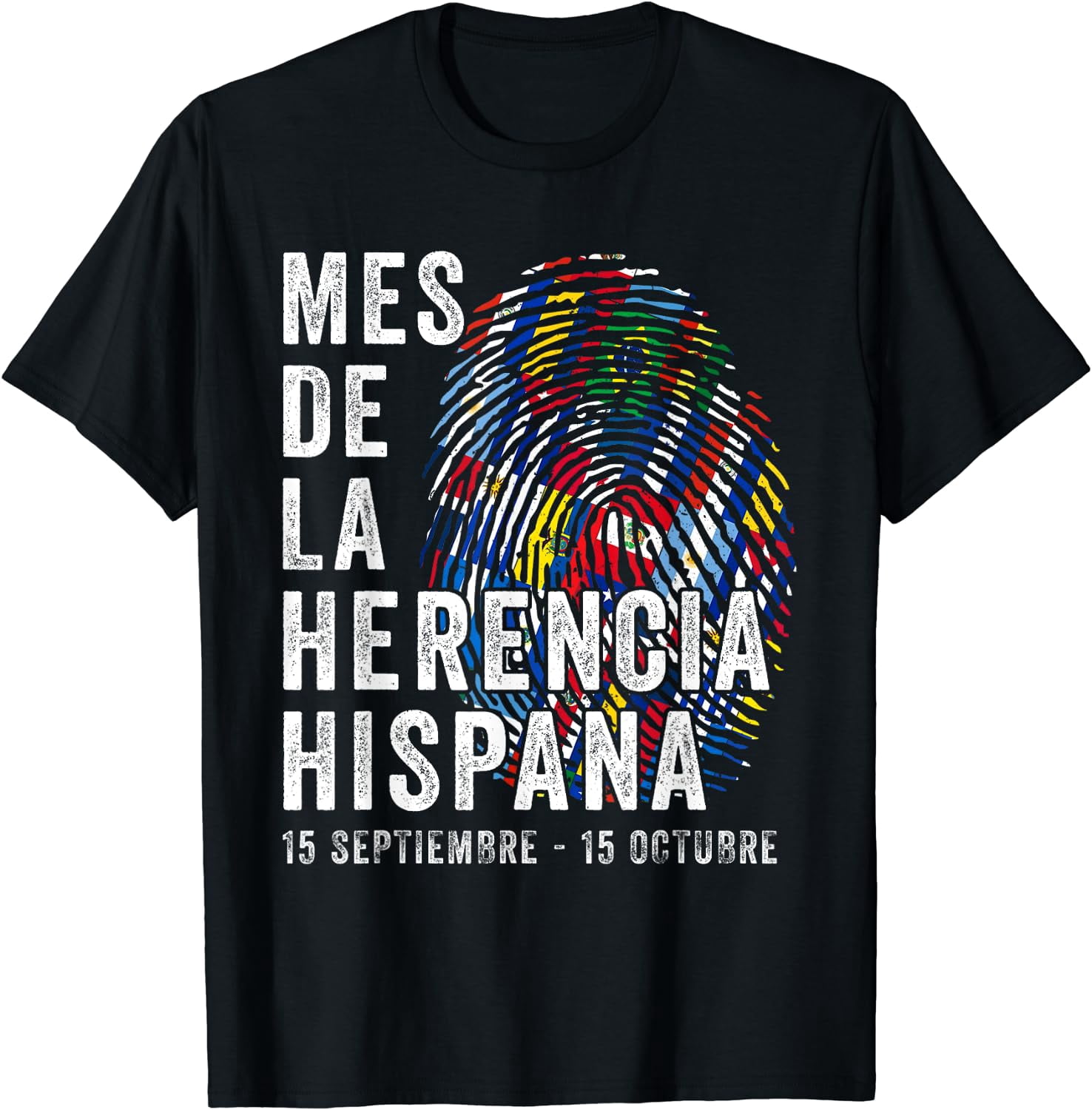 Hispanic Heritage Mes De La Herencia Hispana Fingerprint T-Shirt Black ...
