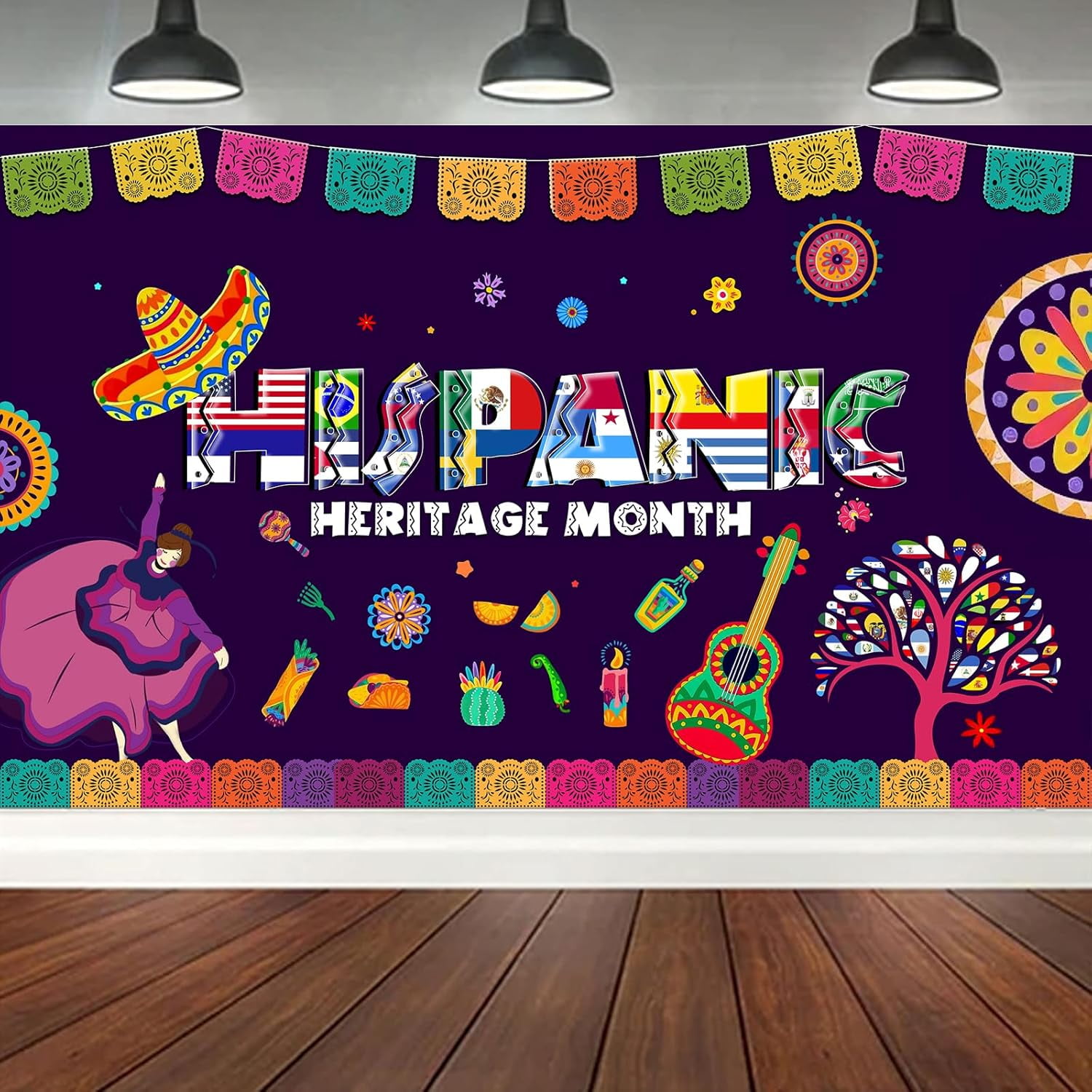 Hispanic Heritage Month Backdrop Banner Decorations - Hispanic American ...