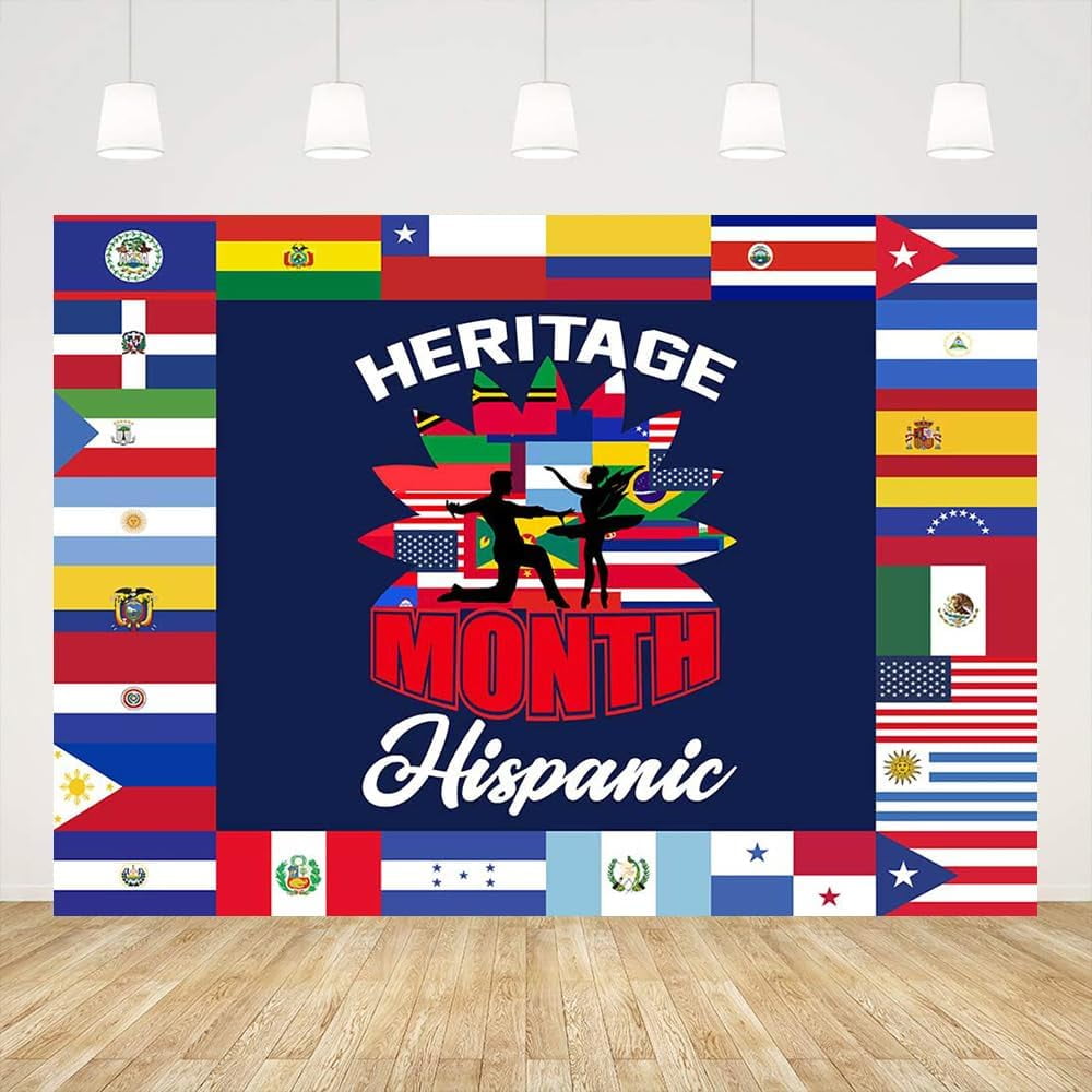 Hispanic Heritage Month Backdrop Latin American Spanish Flags ...