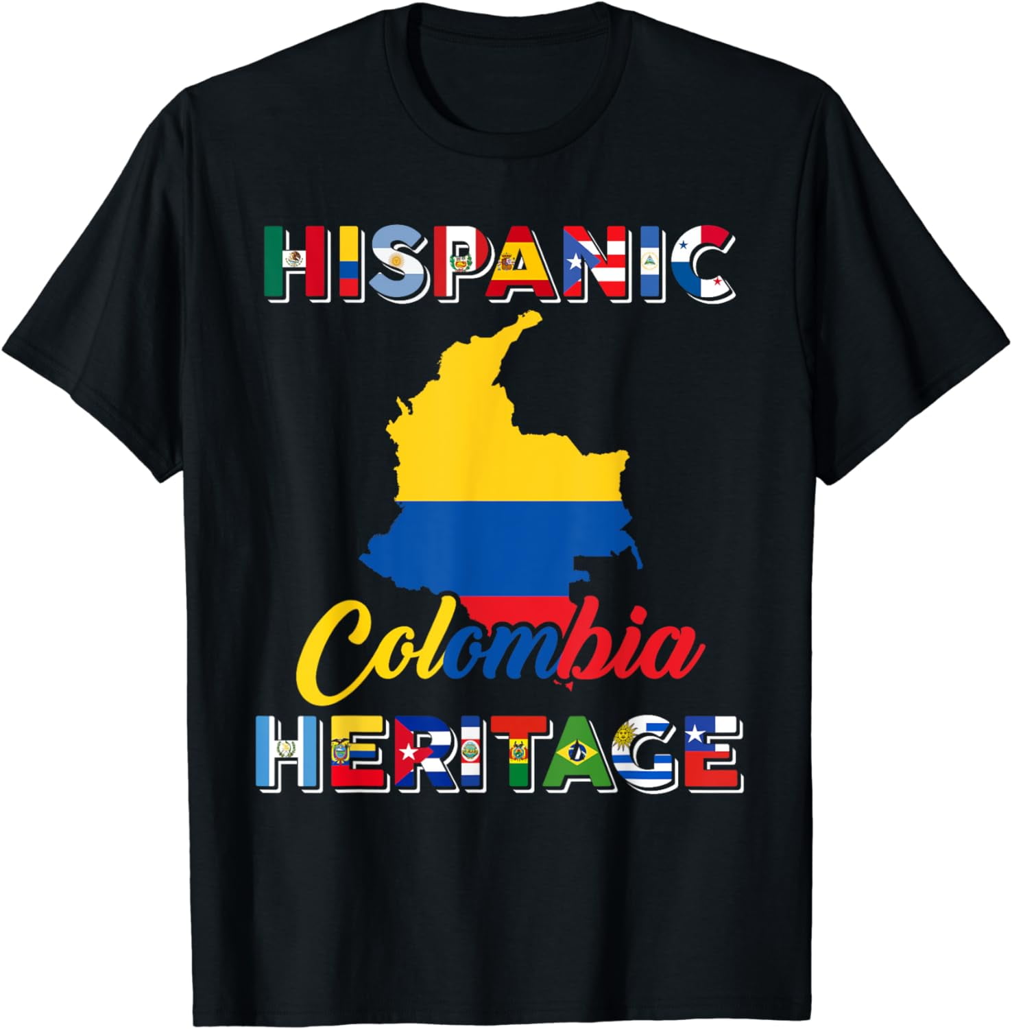 Hispanic Heritage Month Colombian Colombia Flag Pride T-Shirt - Walmart.com