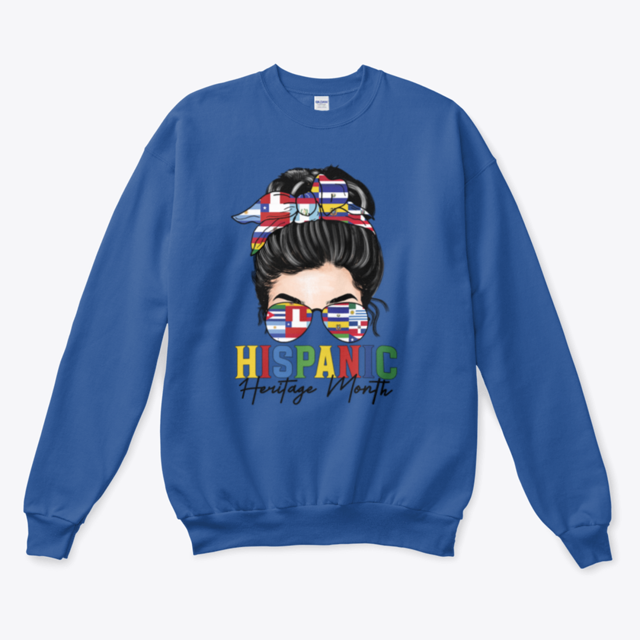 Hispanic Heritage Month Countries Flags Messy Bun Women Matching