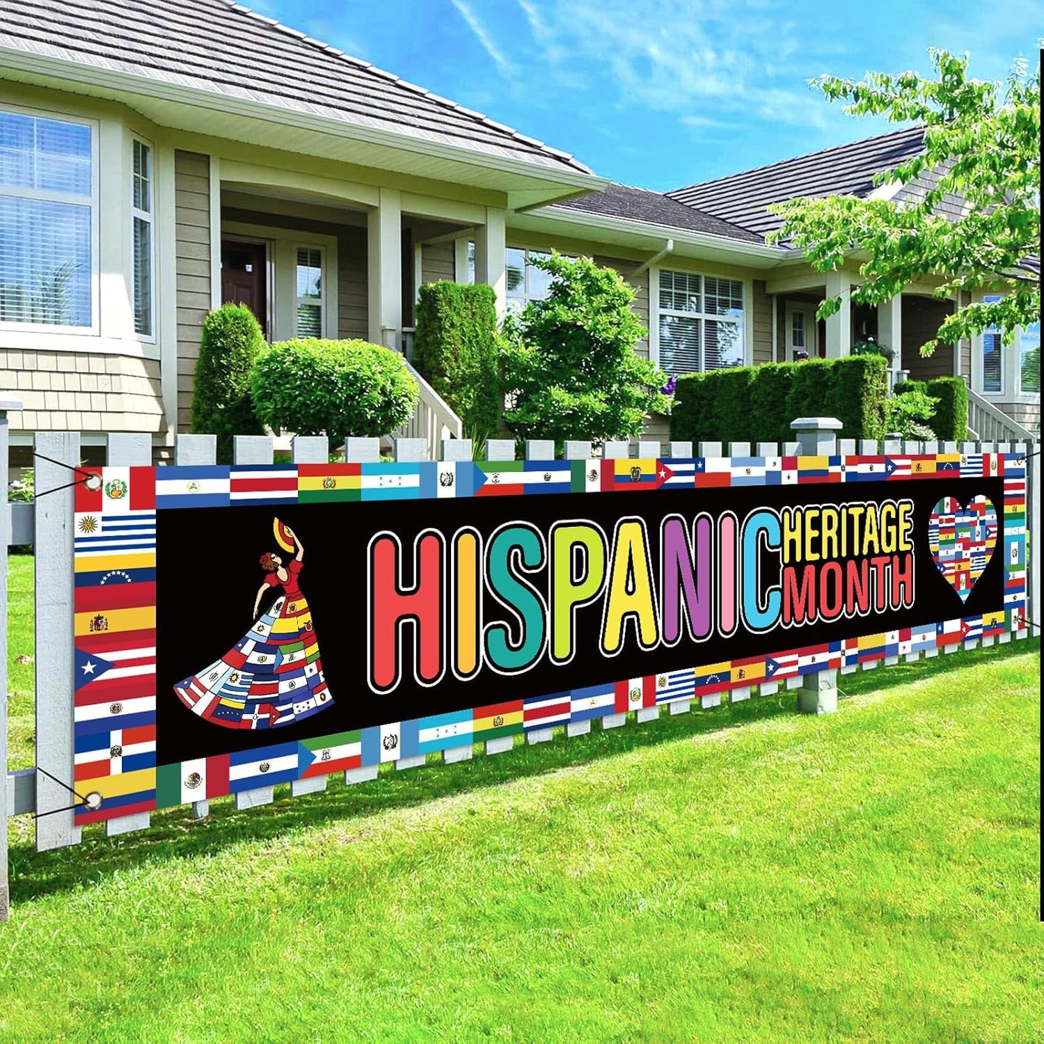 Hispanic Heritage Month Fence Banner Latino Spanish Speaking Countries ...