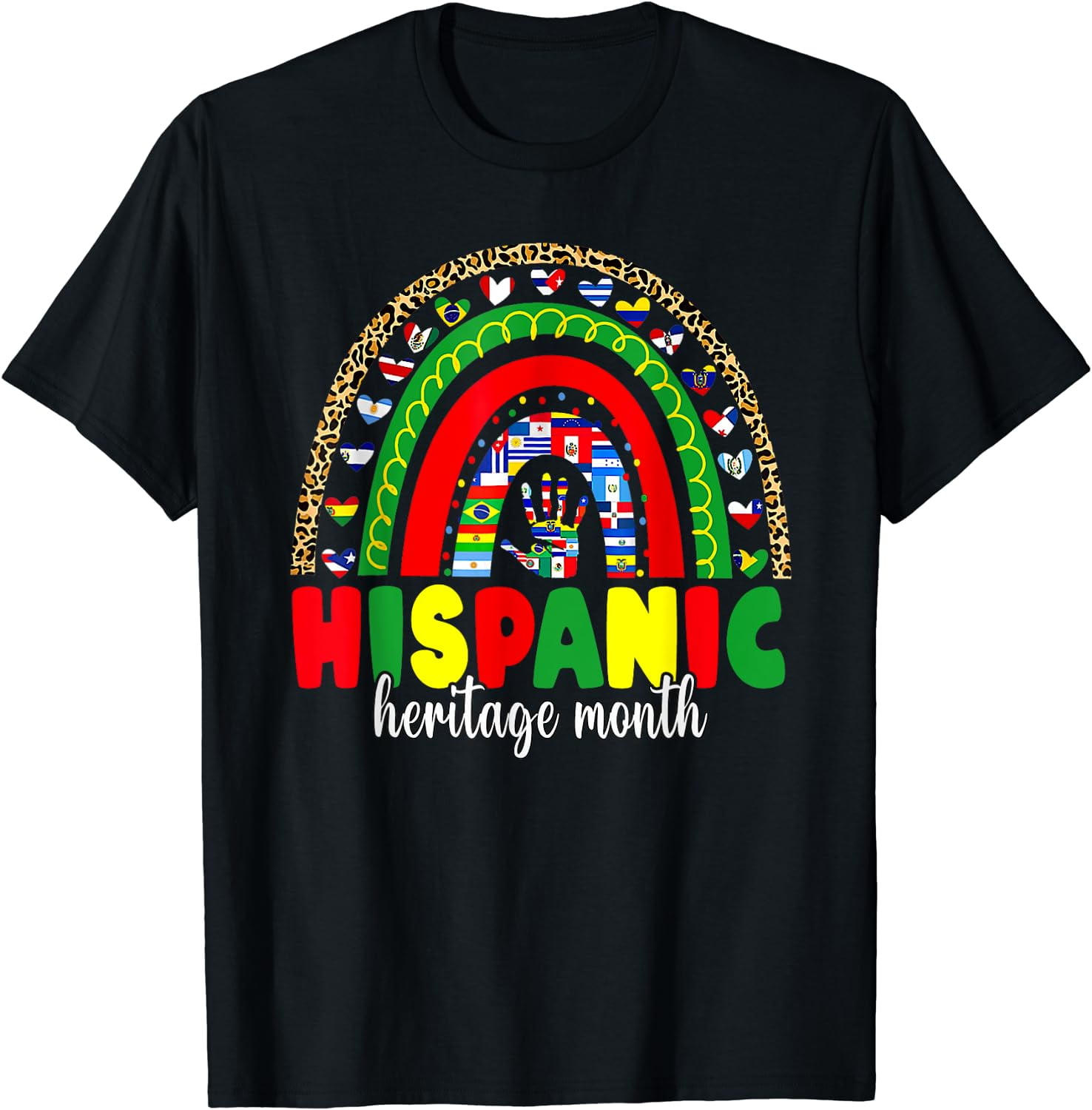 Hispanic Heritage Month Hands All Countries Flags Vintage T-Shirt ...