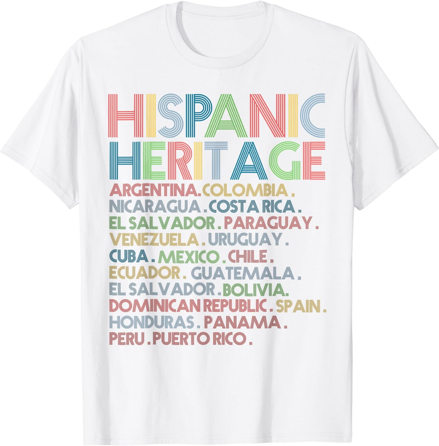 Hispanic Heritage Month Latino All Countries Names T-Shirt - Walmart.com