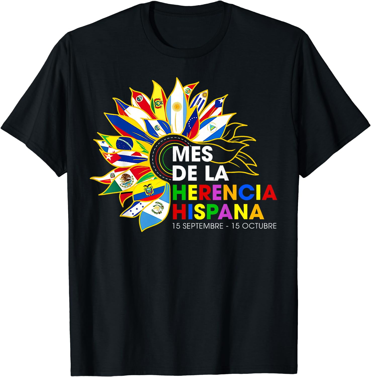 Hispanic Heritage Month Mes De La Herencia Hispana Sunflower T-Shirt ...