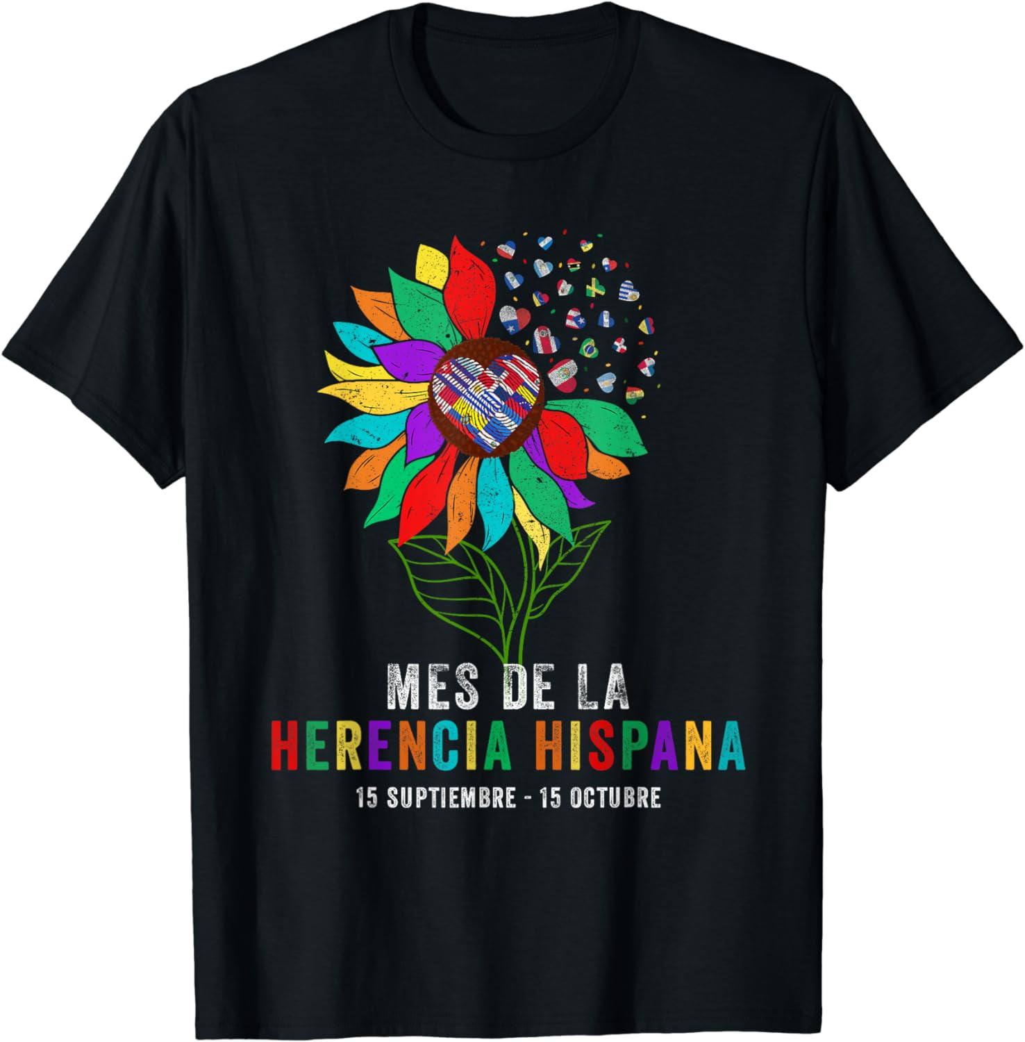 Hispanic Heritage Month Mes De La Herencia Hispana Sunflower T-Shirt ...