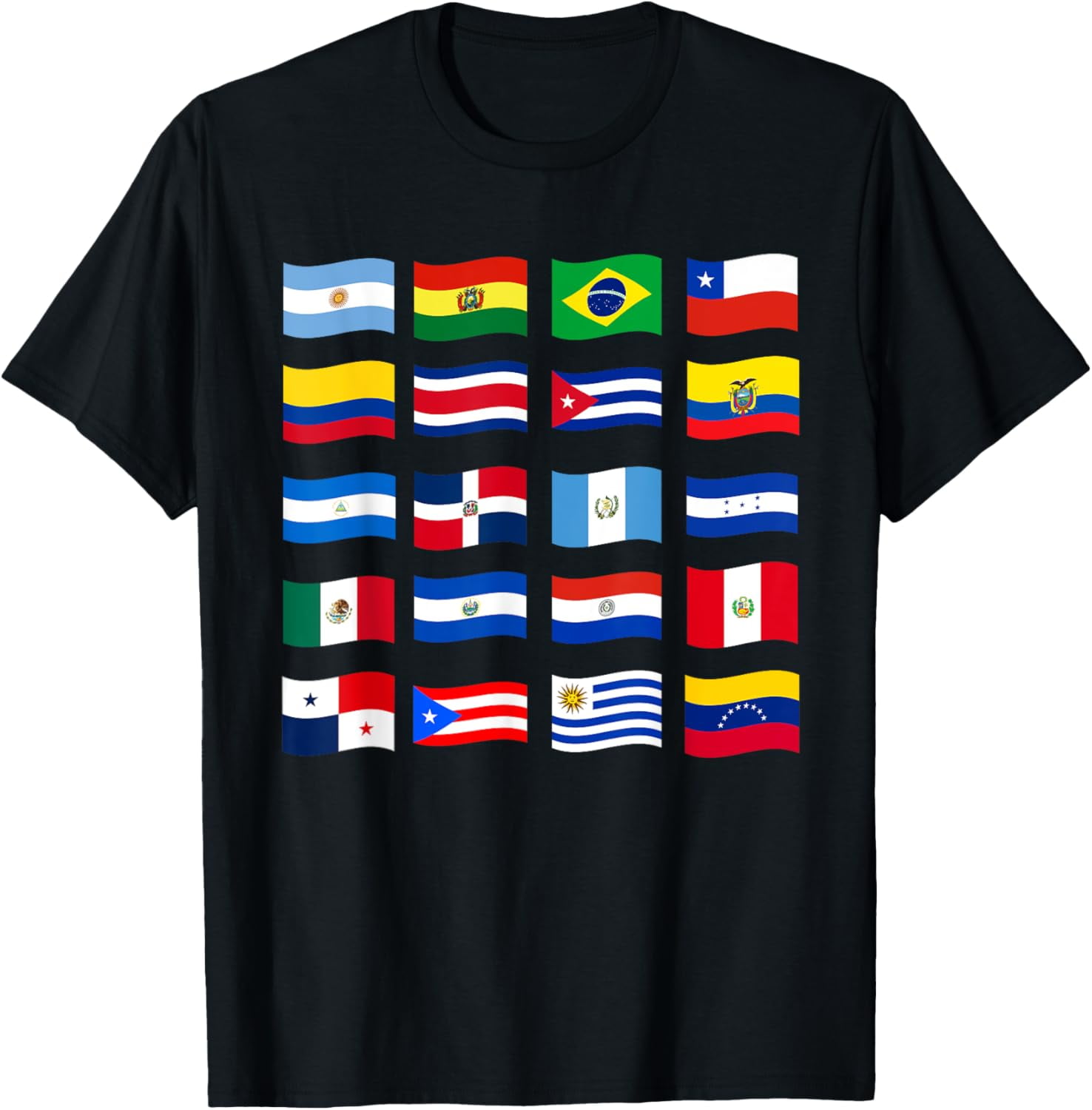 Hispanic Heritage Month National Latino Countries Flags T-Shirt ...
