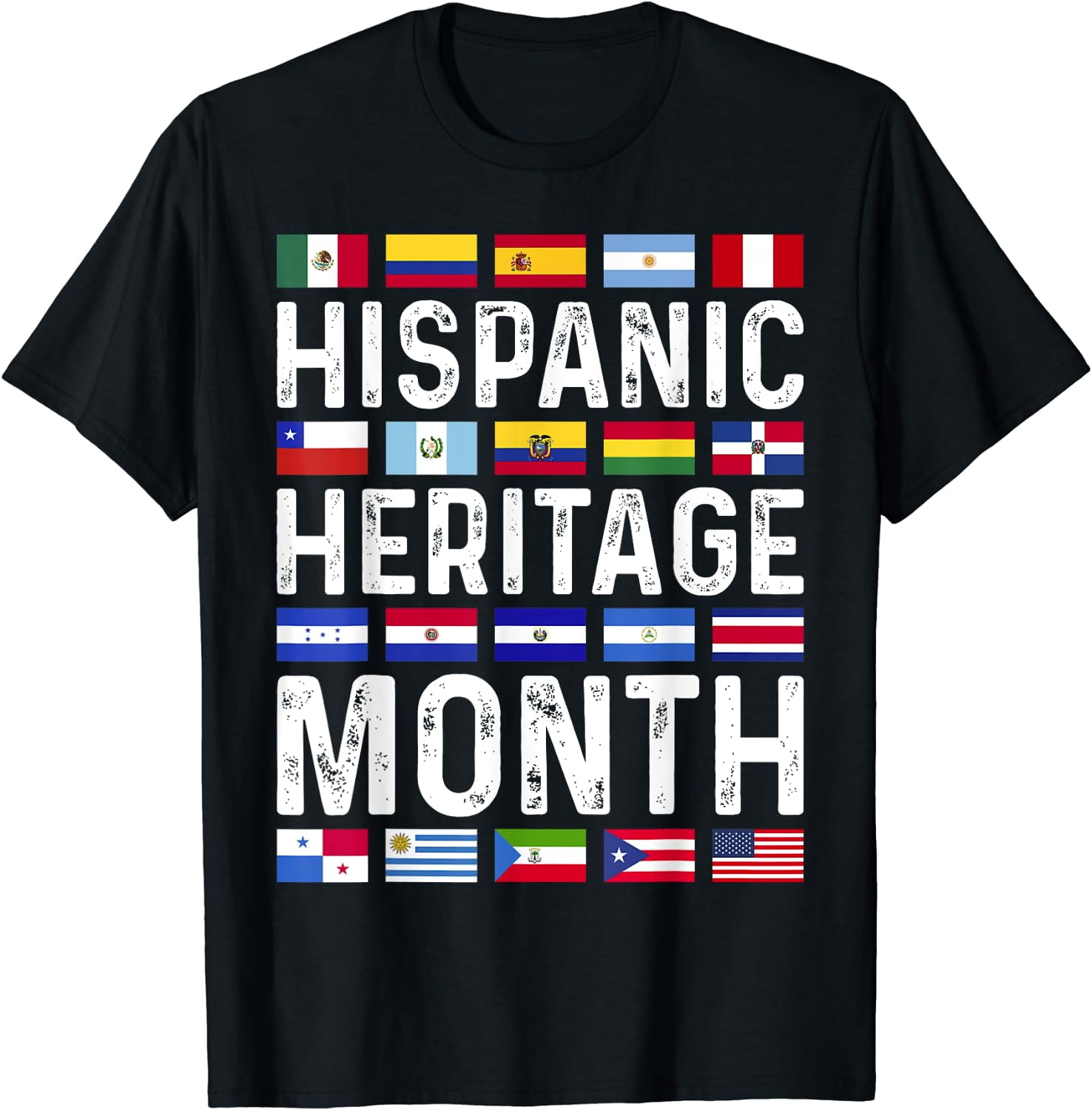 Hispanic Heritage Month National Latino Countries Flags T-Shirt ...