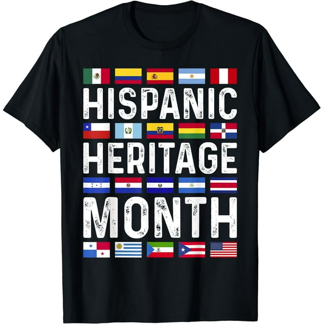 Hispanic Heritage Month National Latino Countries Flags T-Shirt ...