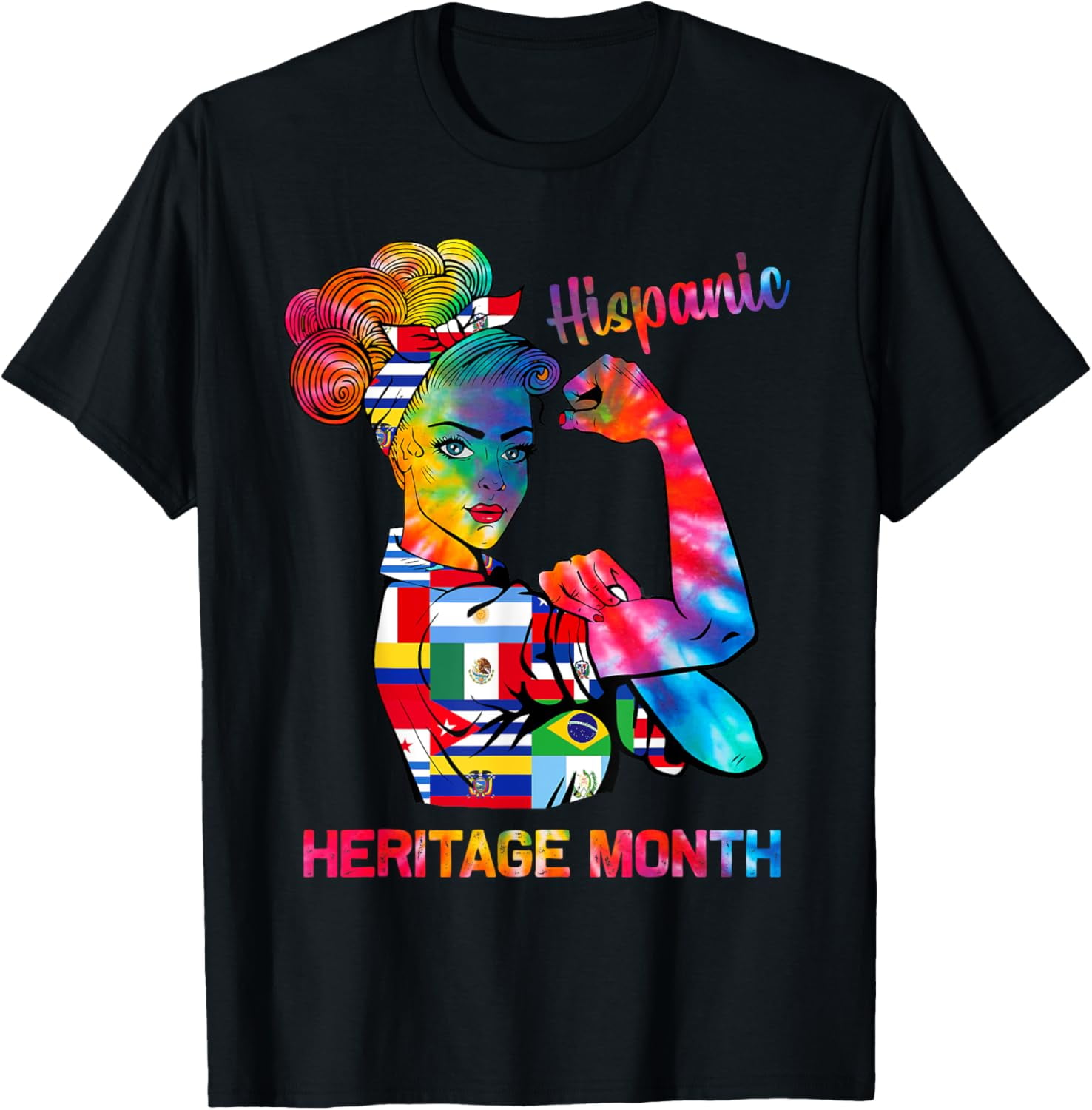 Hispanic Heritage Month National Latino Countries Flags T-Shirt ...