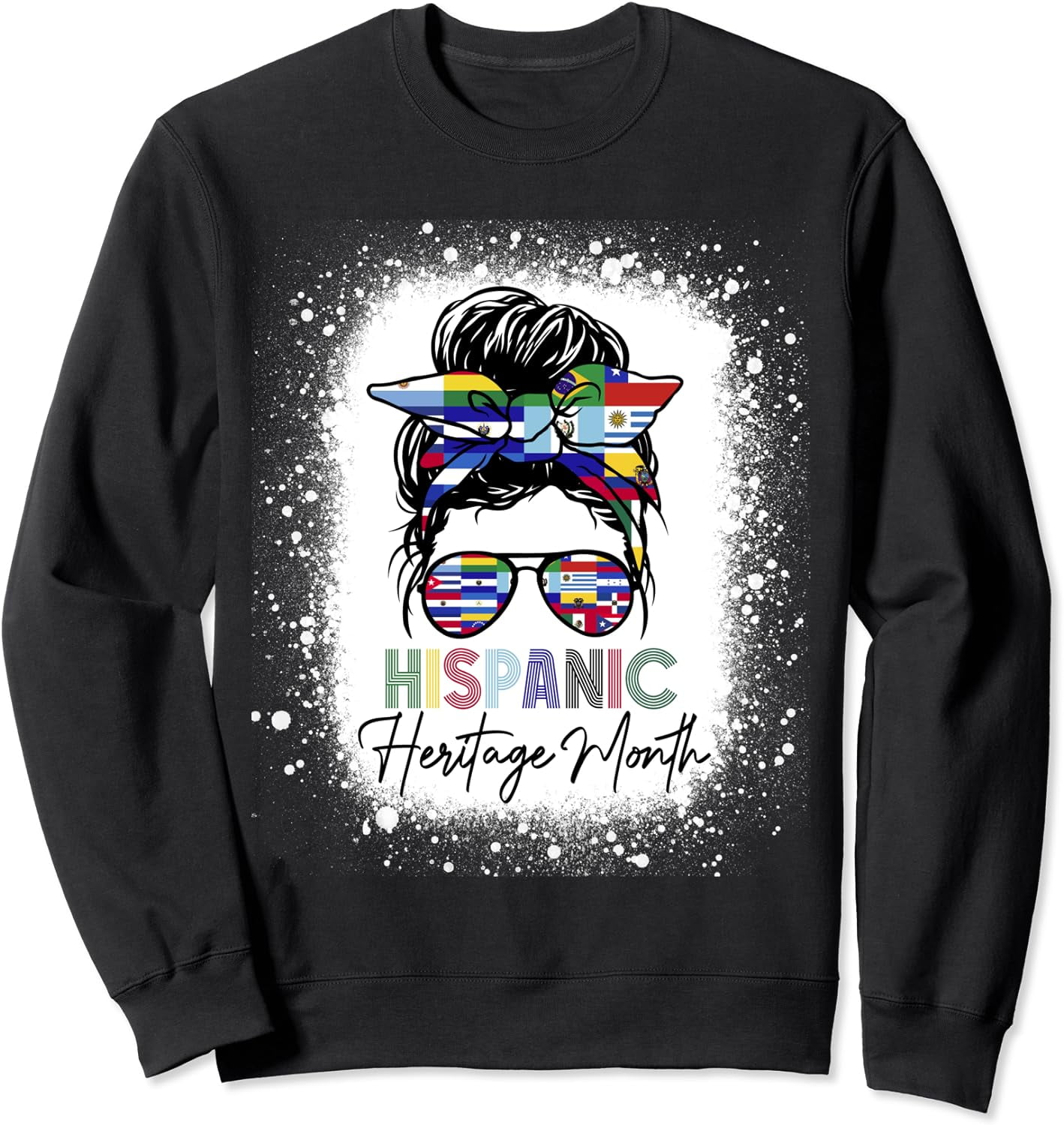 Hispanic Heritage Month Pride Latina Messy Bun Girl Women Sweatshirt
