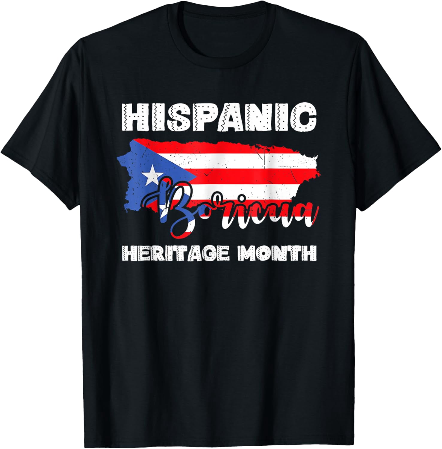 Hispanic Heritage Month Puerto Rico Flag Boricua Kids Rican T-Shirtmen ...