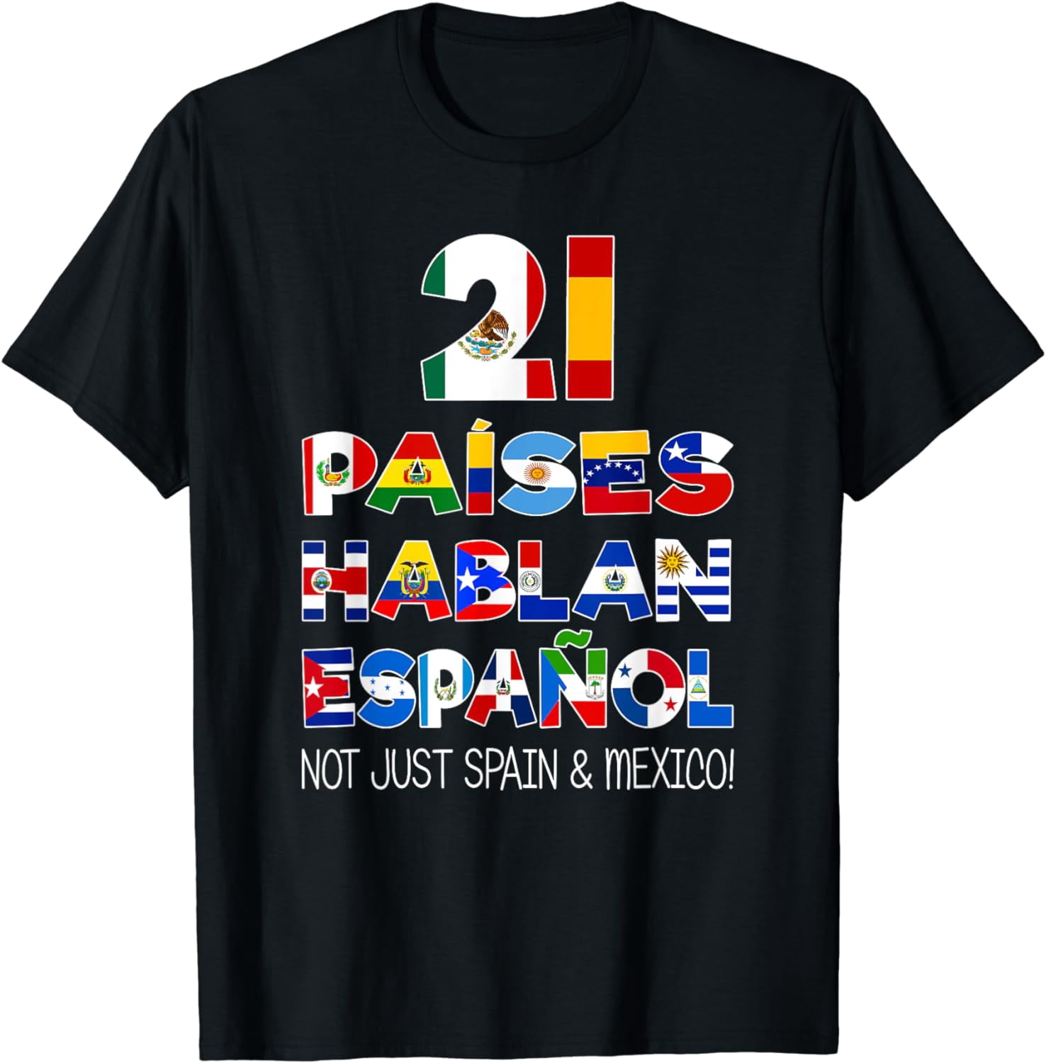 Hispanic Heritage Month Spanish Speaking Countries Cotton T-Shirt ...
