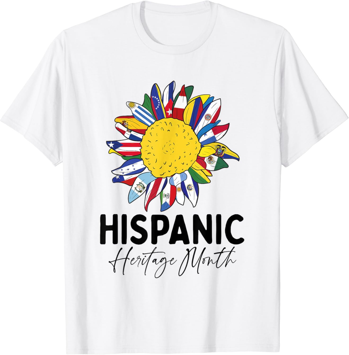 Hispanic Heritage Month Spanish Speaking Countries Flags T-Shirt ...