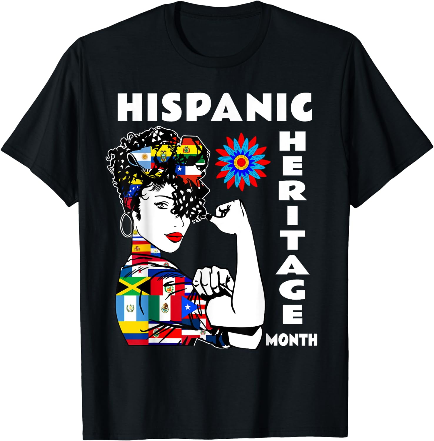 Hispanic Heritage Month Woman Latino Countries Flag T-Shirt - Walmart.com