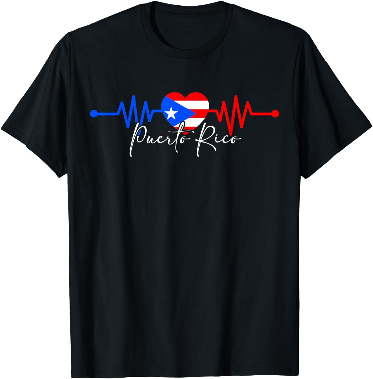 Hispanic Heritage Puerto Rico Flag Heartbeat Puerto Rican Cotton T ...