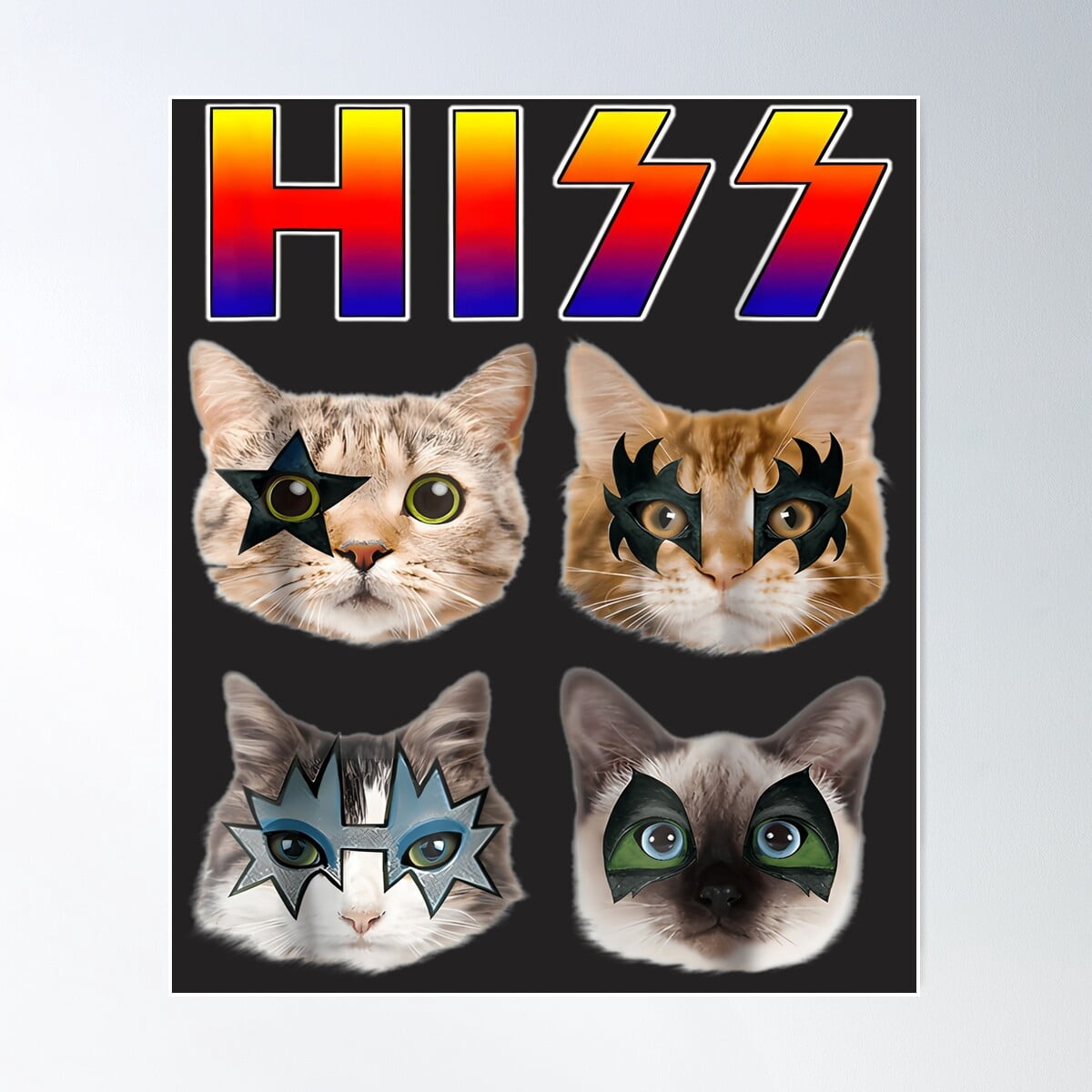Hiss Funny Cats Kittens Rock Rockin Poster Wall Art, Modern Wall Decor ...