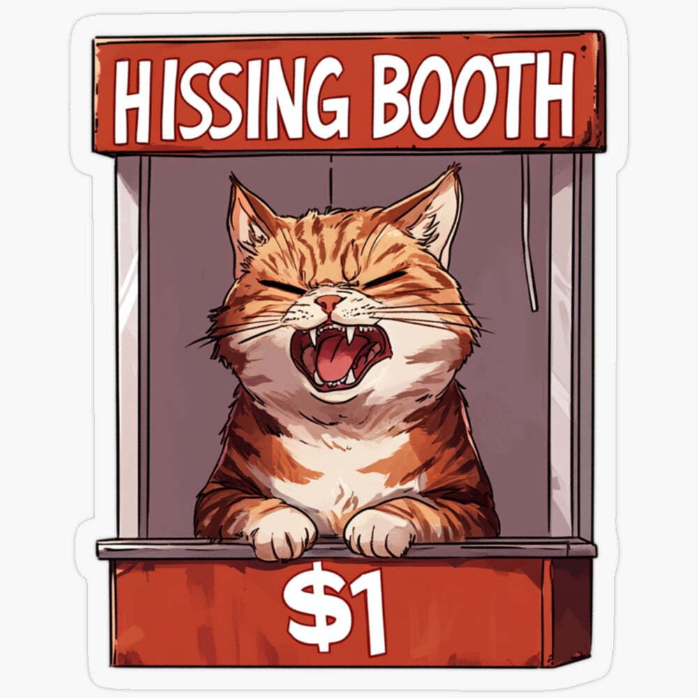 Hissing Booth Cat Transparent Stickerphone Decal Water Bottle Stickers ...