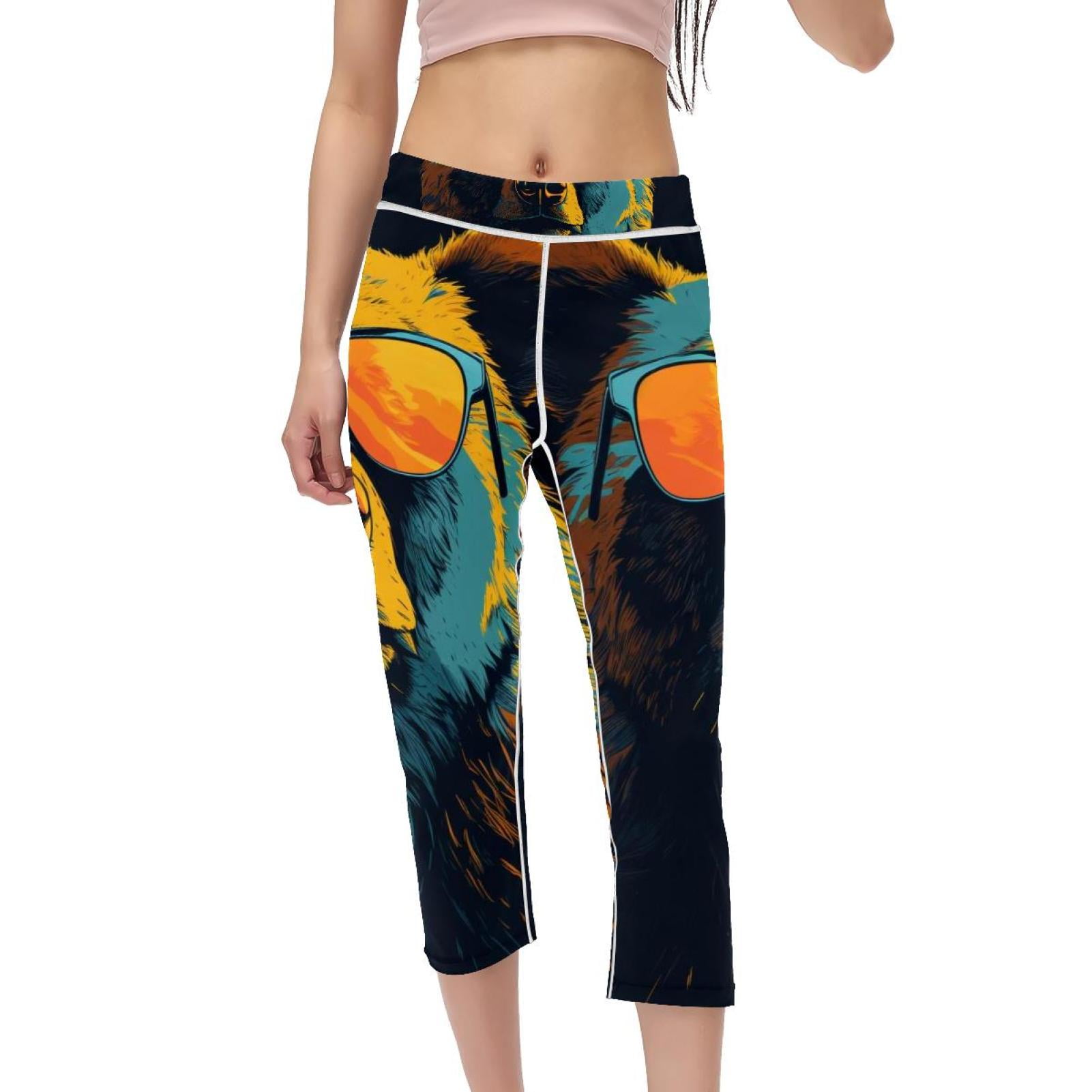 High Waist Capris Printed Gym Pants for Women - Not See-Through ...