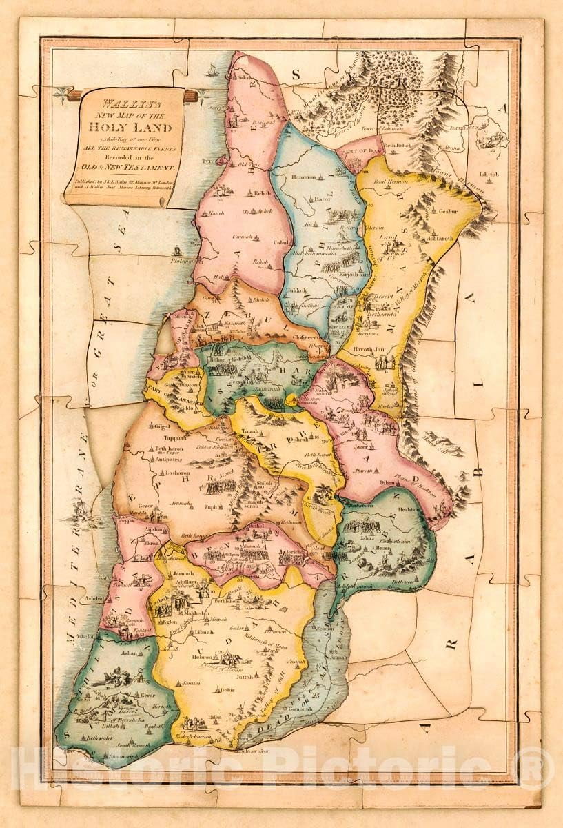 Historic 1815 Wall Map - Wallis's New map of The Holy Land : exhibiting ...